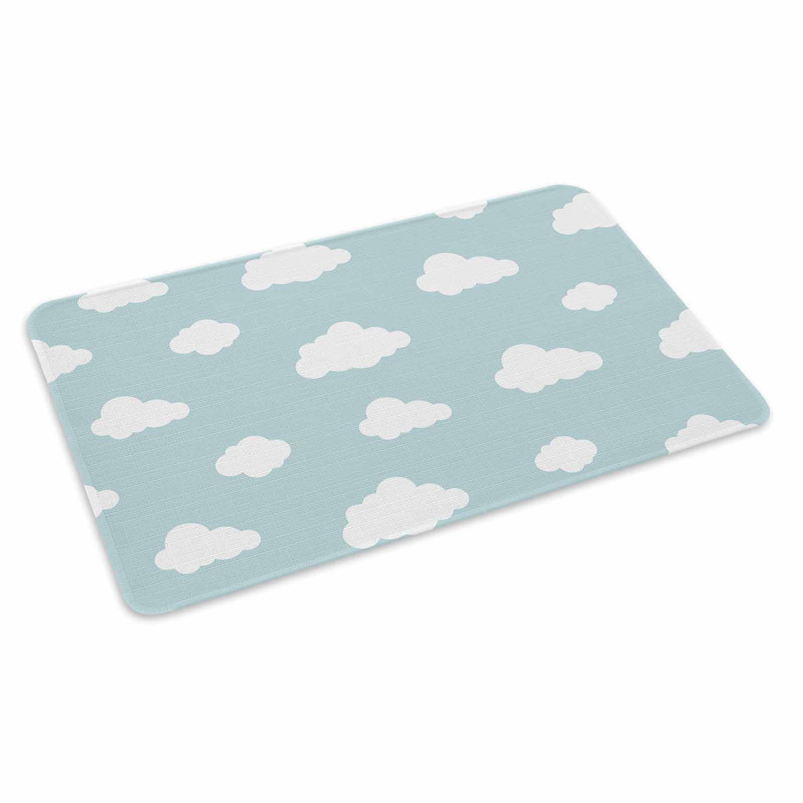 Clouds Doormat Outdoor Entrance 18"x30", Cartoon Blue Sky Minimalist ...