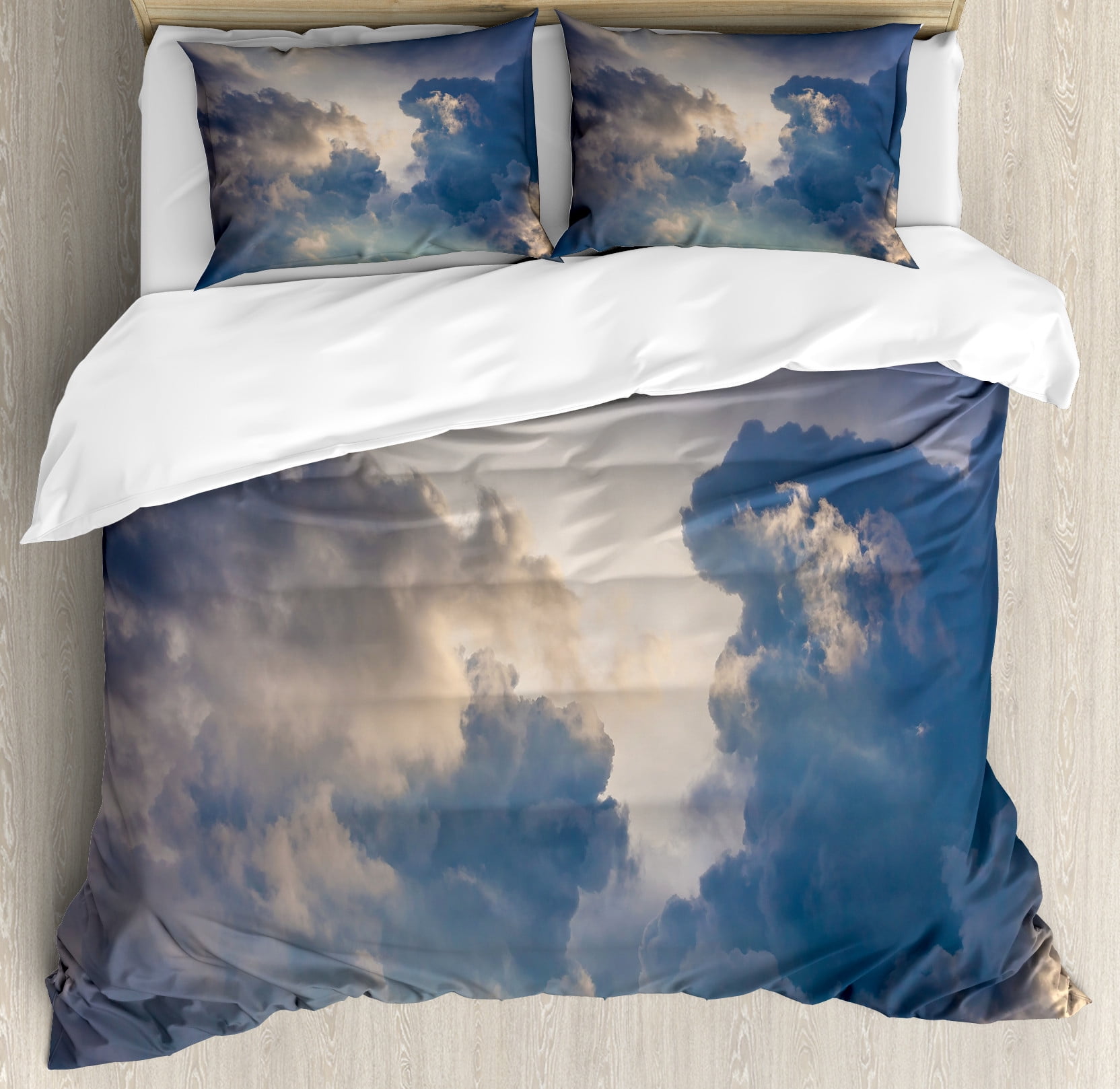 Clouds Duvet Cover Set, Majestic Rain Storm Clouds over the Sky High ...