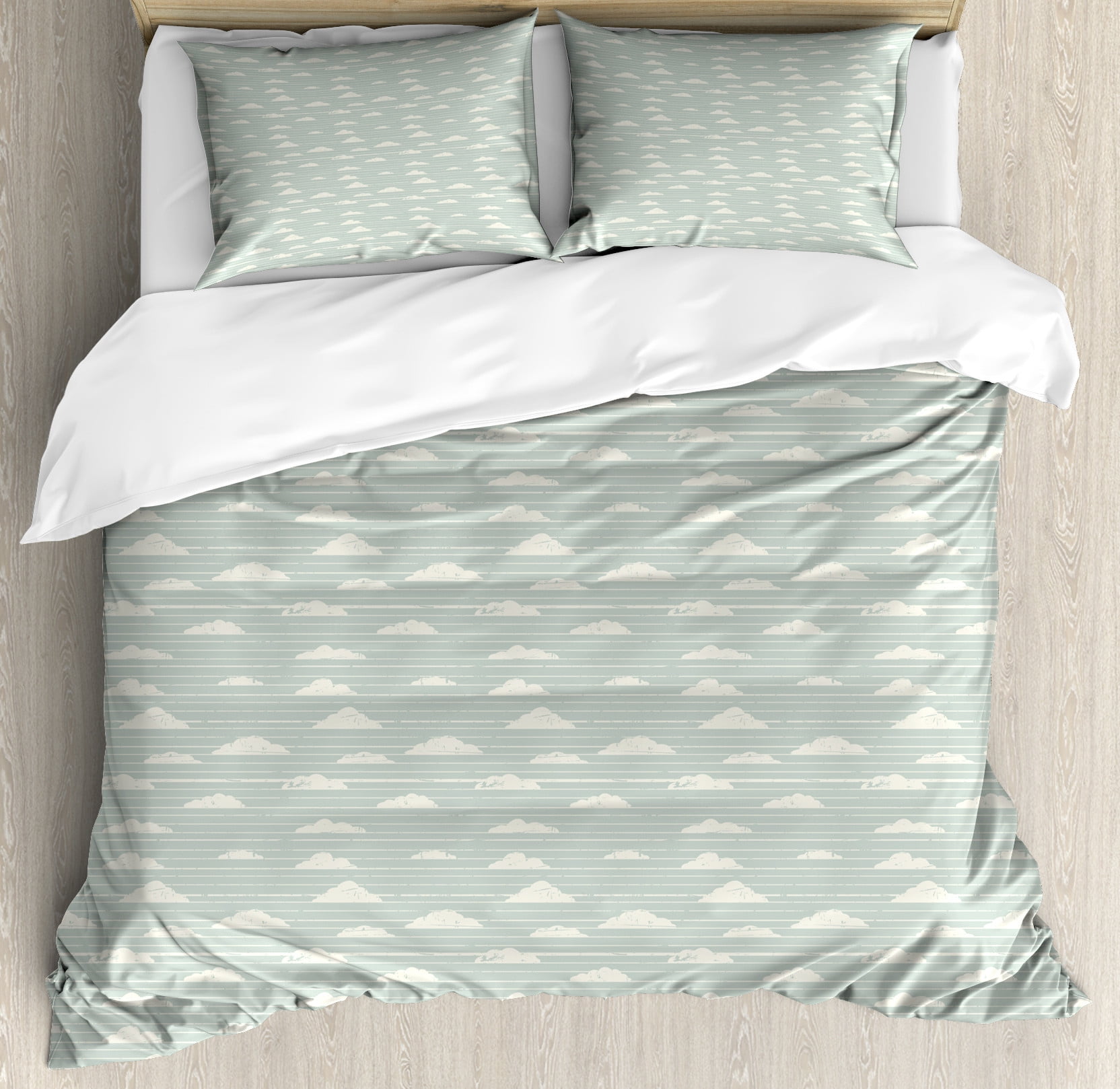Clouds Duvet Cover Set, Repetitive Abstract Cumulus Soft Pastel Tones ...