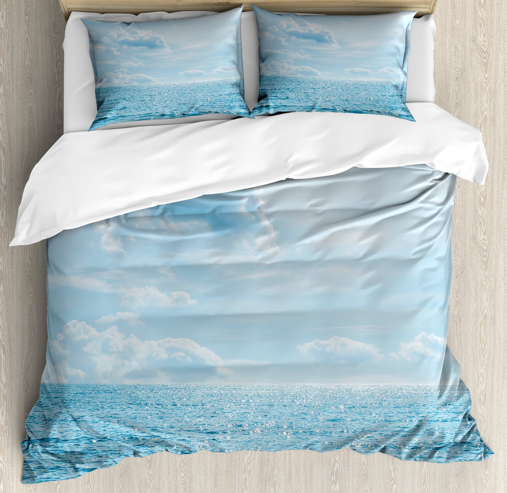 Clouds Duvet Cover Set, Sea and Sky Combined Mixed Each Other Vivid ...