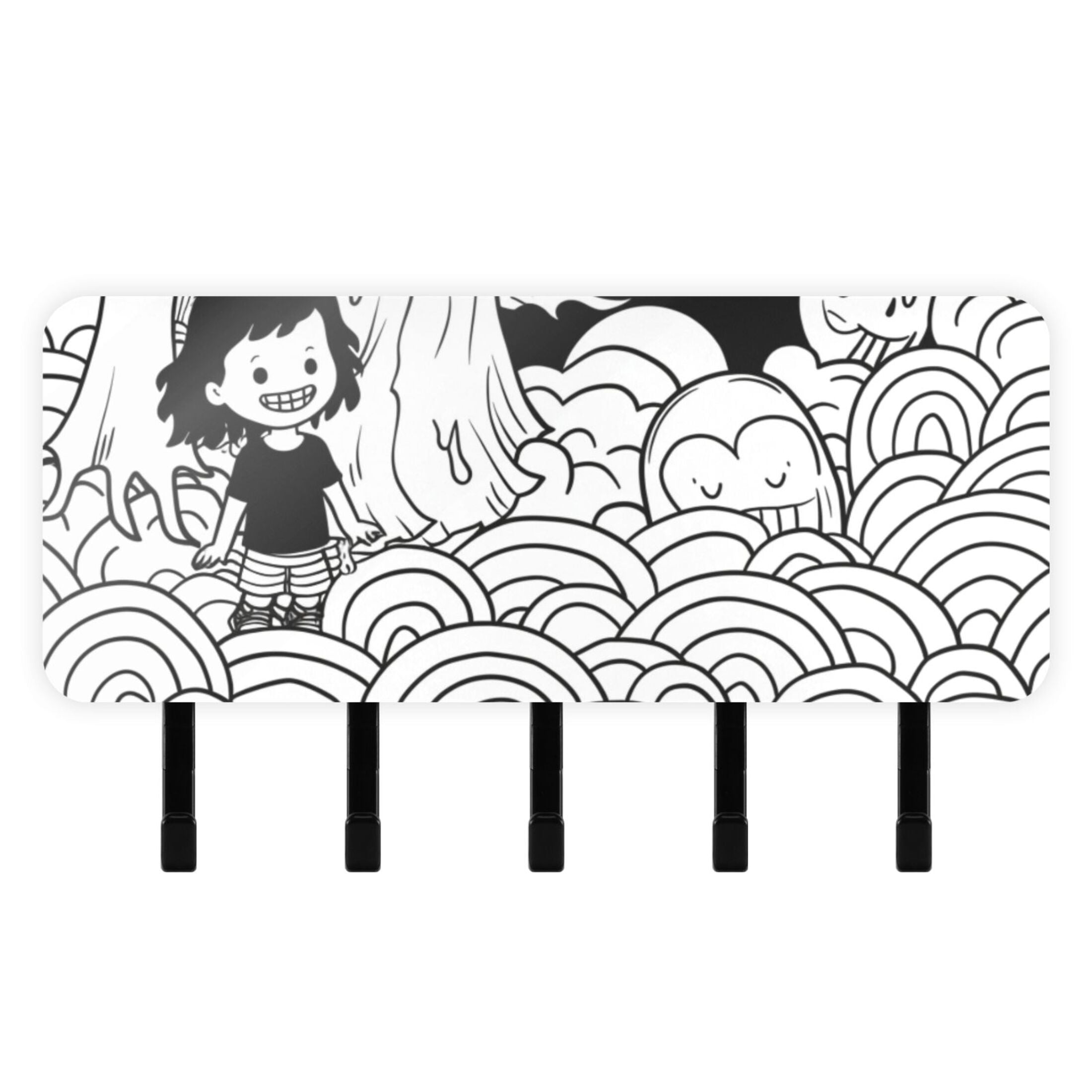 Clouds Gost Key Holder for Wall Mail Holder Organizer with 5 Key Hooks ...