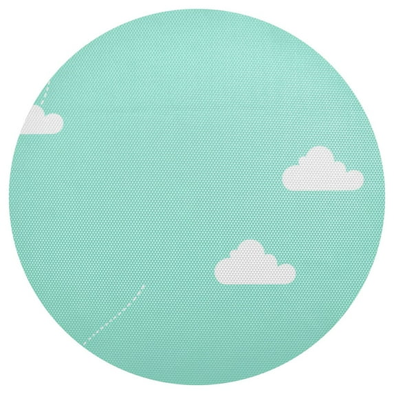 Clouds Illustration Green 15.4in Diameter PVC Plate Mat, Heat-Resistant ...