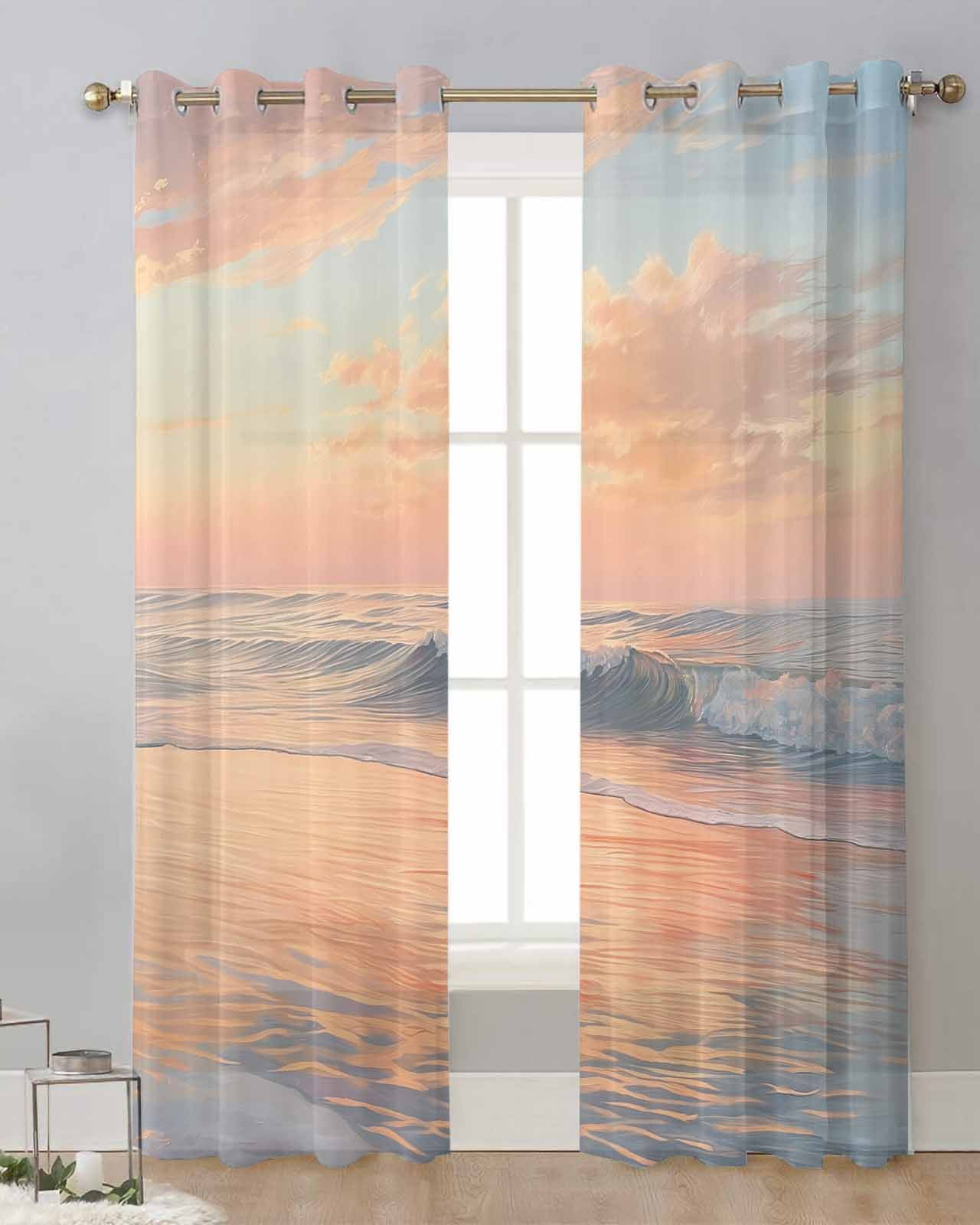 Clouds In The Seaside Sky Bedroom Voile Curtain Window Treatment Drapes ...