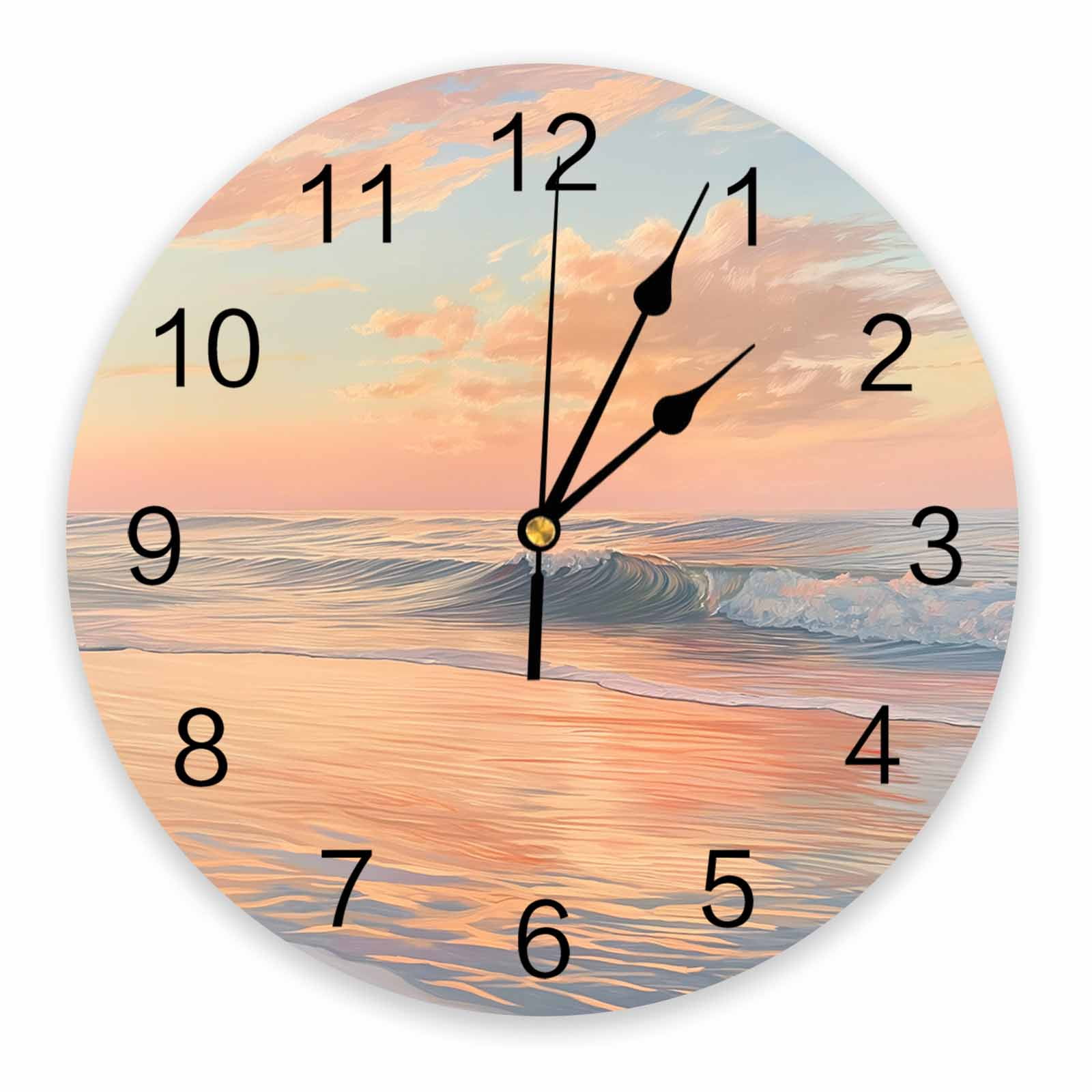Clouds In The Seaside Sky Printed Wall Clock Modern Silent Clock Living ...