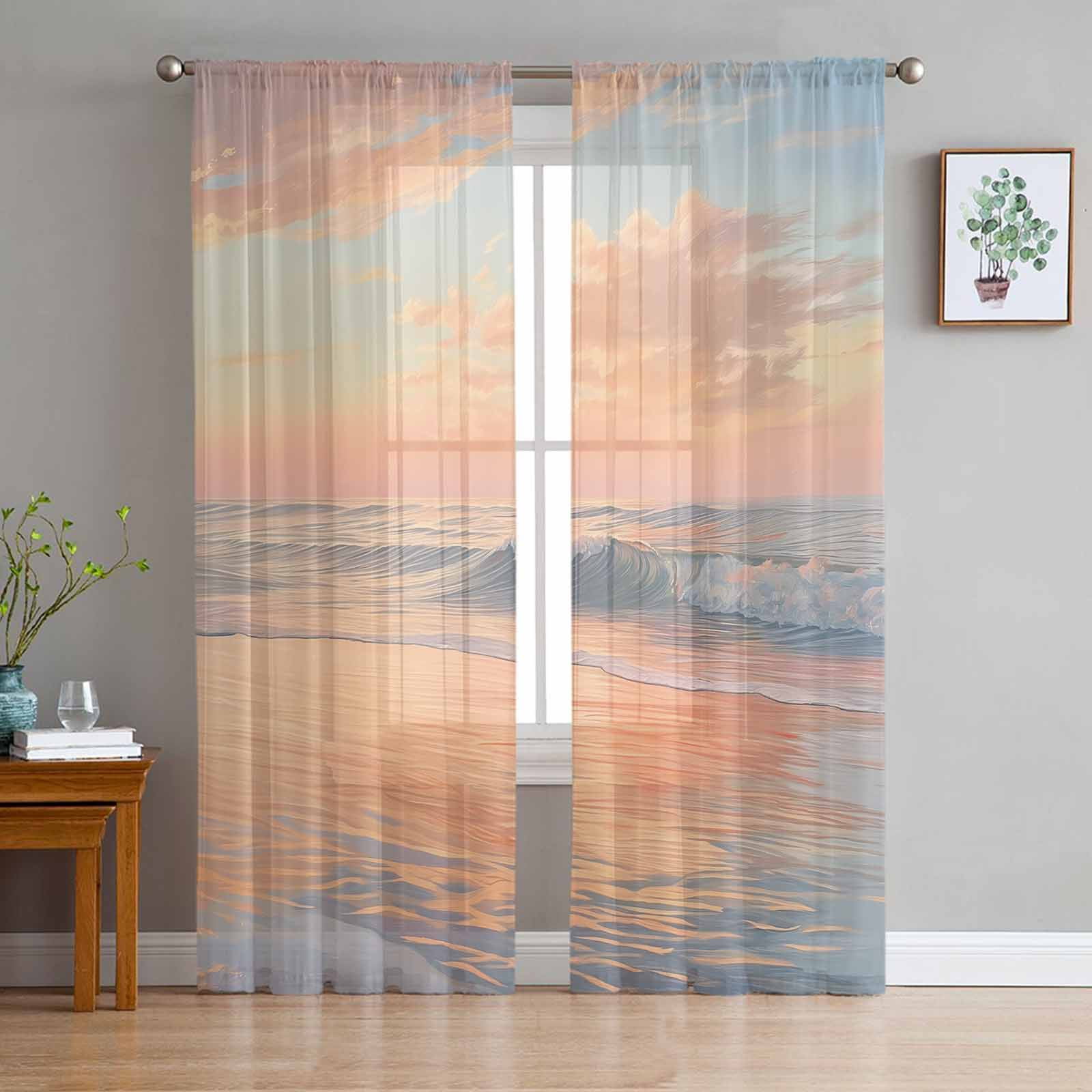 Clouds In The Seaside Sky Sheer Curtains for Living Room Modern Home r ...