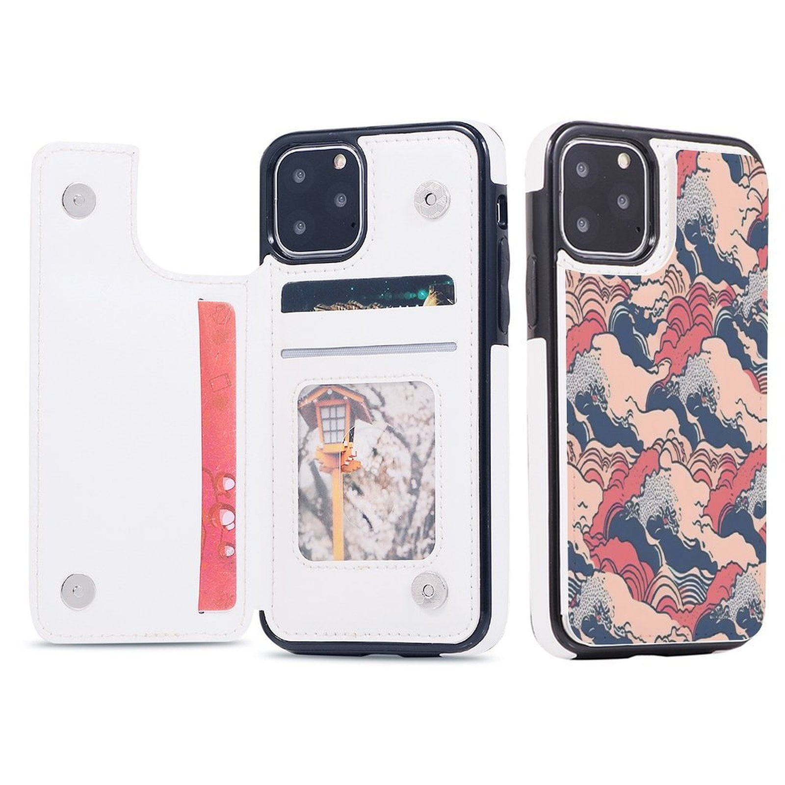 Clouds, Japanese, Totem Leather Wallet Case for iPhone 16 15 14 13 12 ...