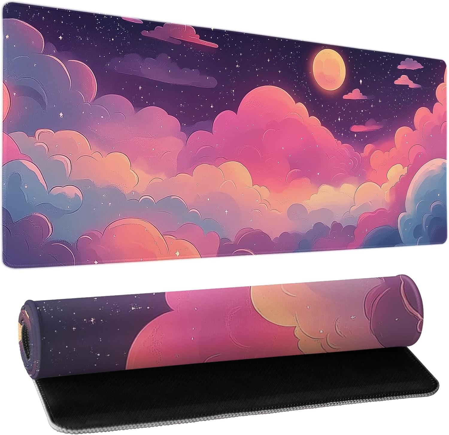 Clouds Mouse Pad Desk Gaming Accessories Cute Pink Desk Mat 31.5"x11.8 ...