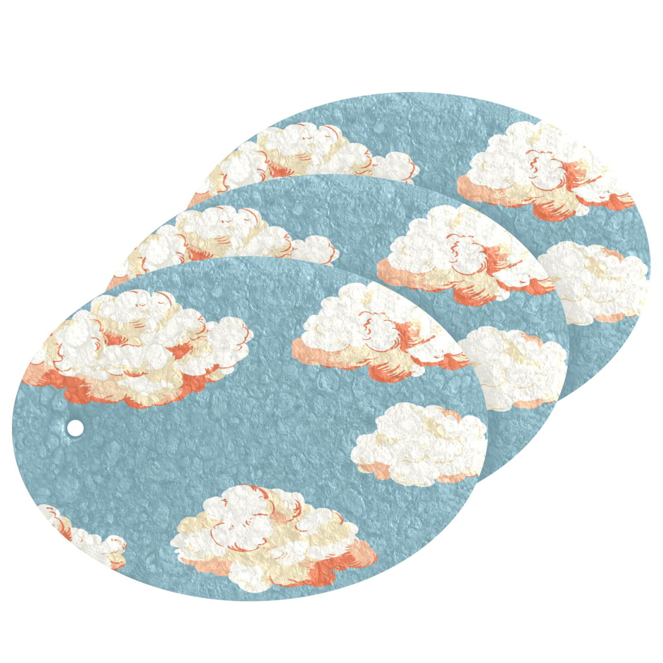 Clouds Pattern 3 Pack Wood Pulp Dishwashing Sponges, Highly Absorbent ...