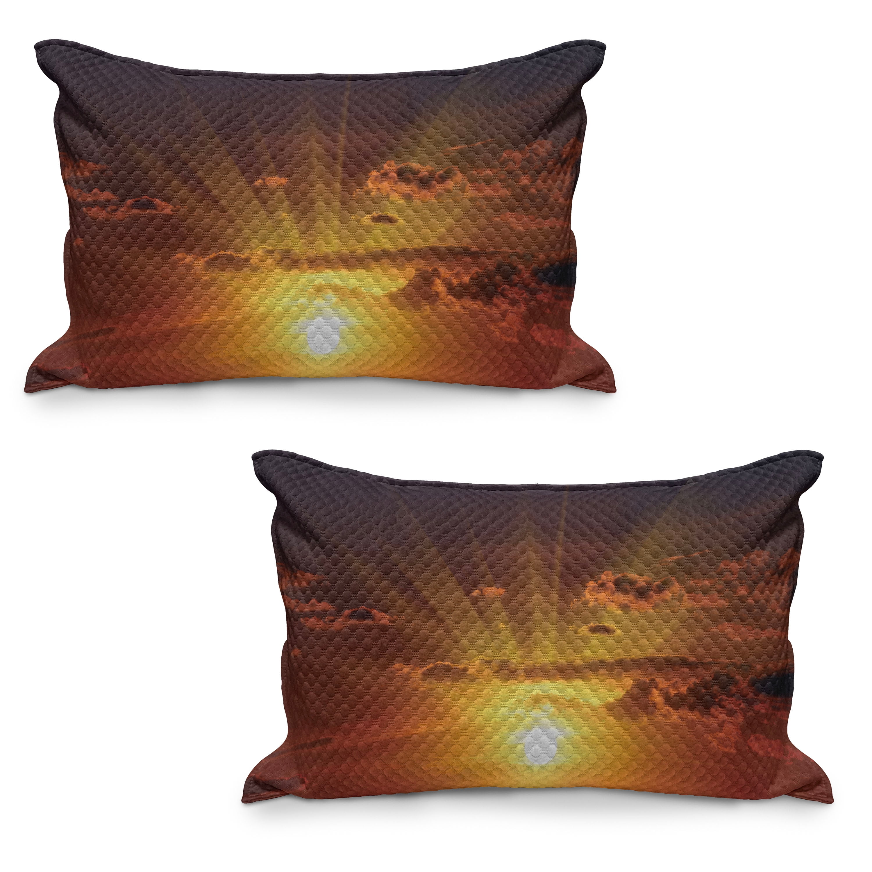 Clouds Quilted Pillowcover Set of 2, Dramatic Burning Sunset in the Sky ...