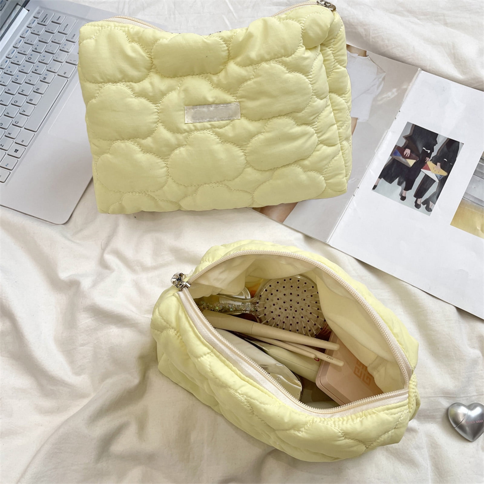 Clouds Shape Striped Color-blocked Knitted Cosmetic Bag Pencil Case ...