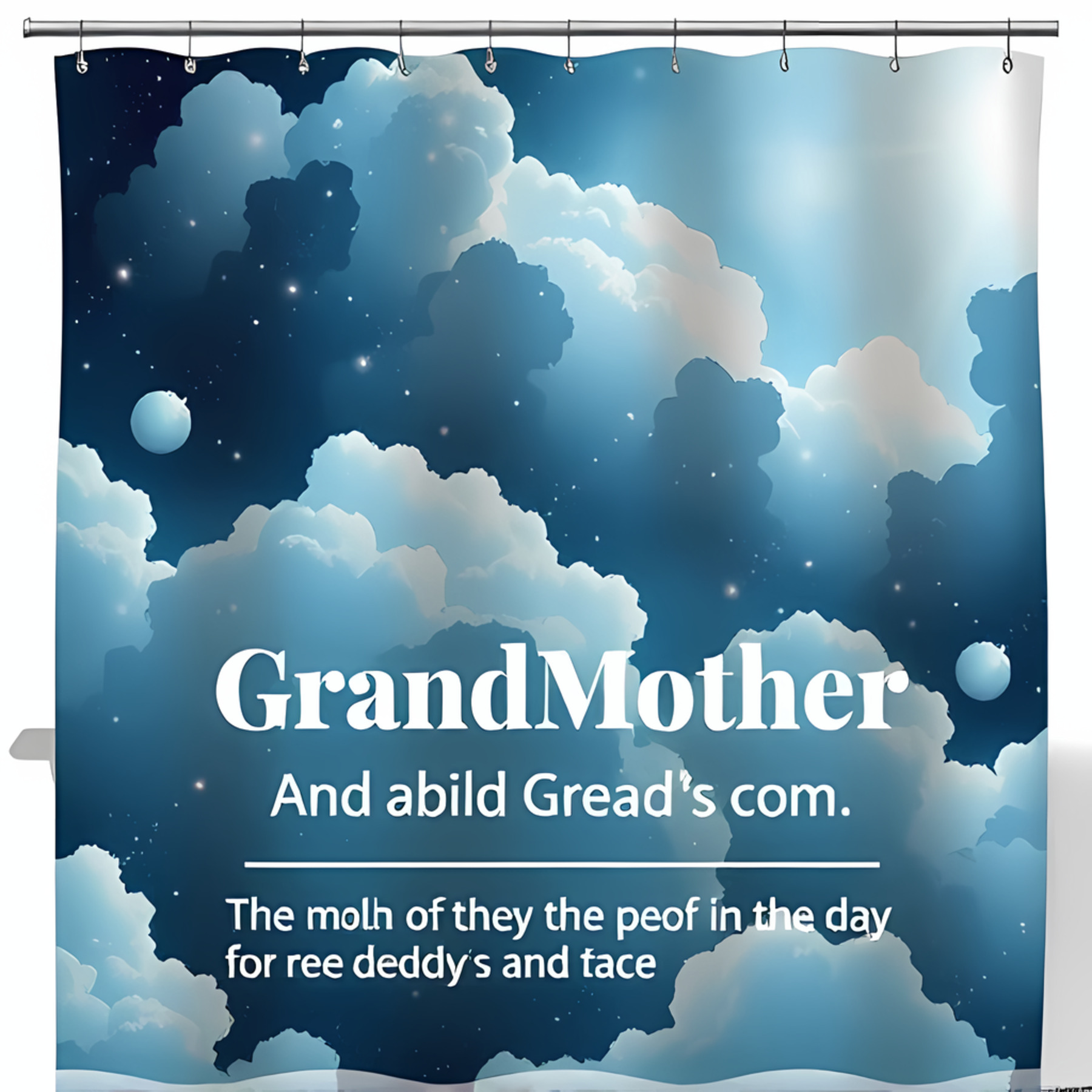 Clouds Shower Curtain - Dreamy Blue Gradient with Whimsical Stars ...
