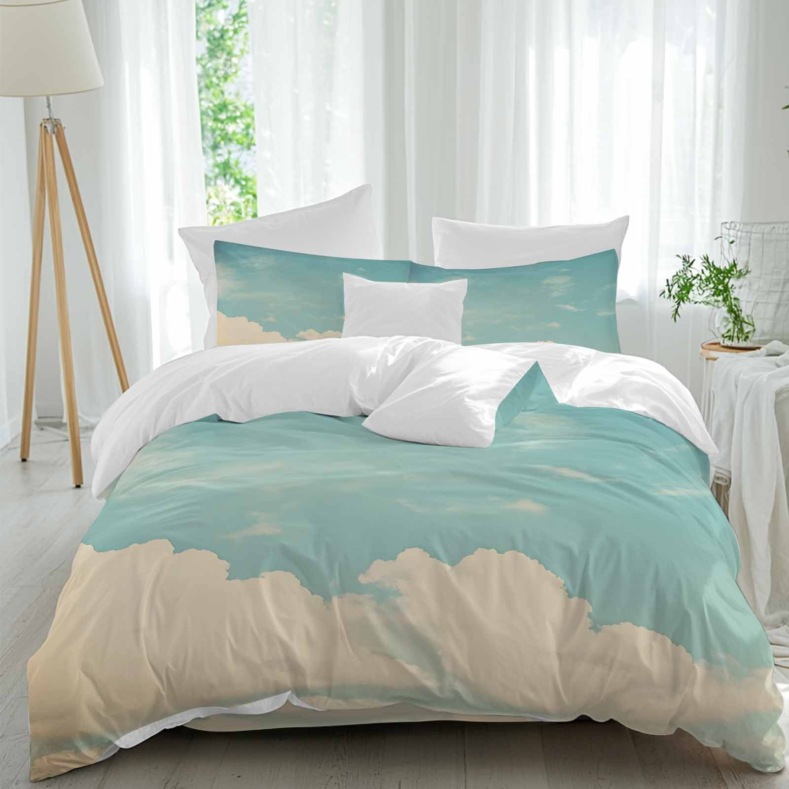 Clouds Sky 4 Piece Duvet Cover Set Queen Size Vintage Nature Gradient ...