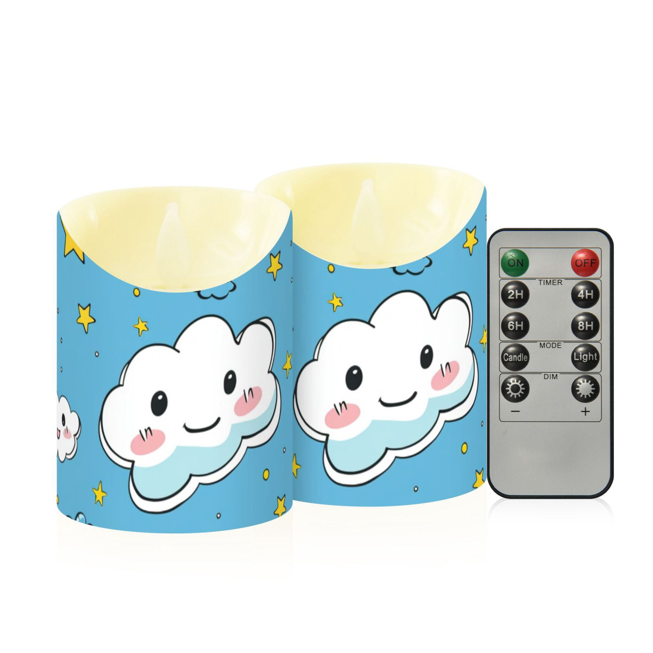 Clouds Stars Cartoon Flickering Flameless Candles with Remote Timer ...