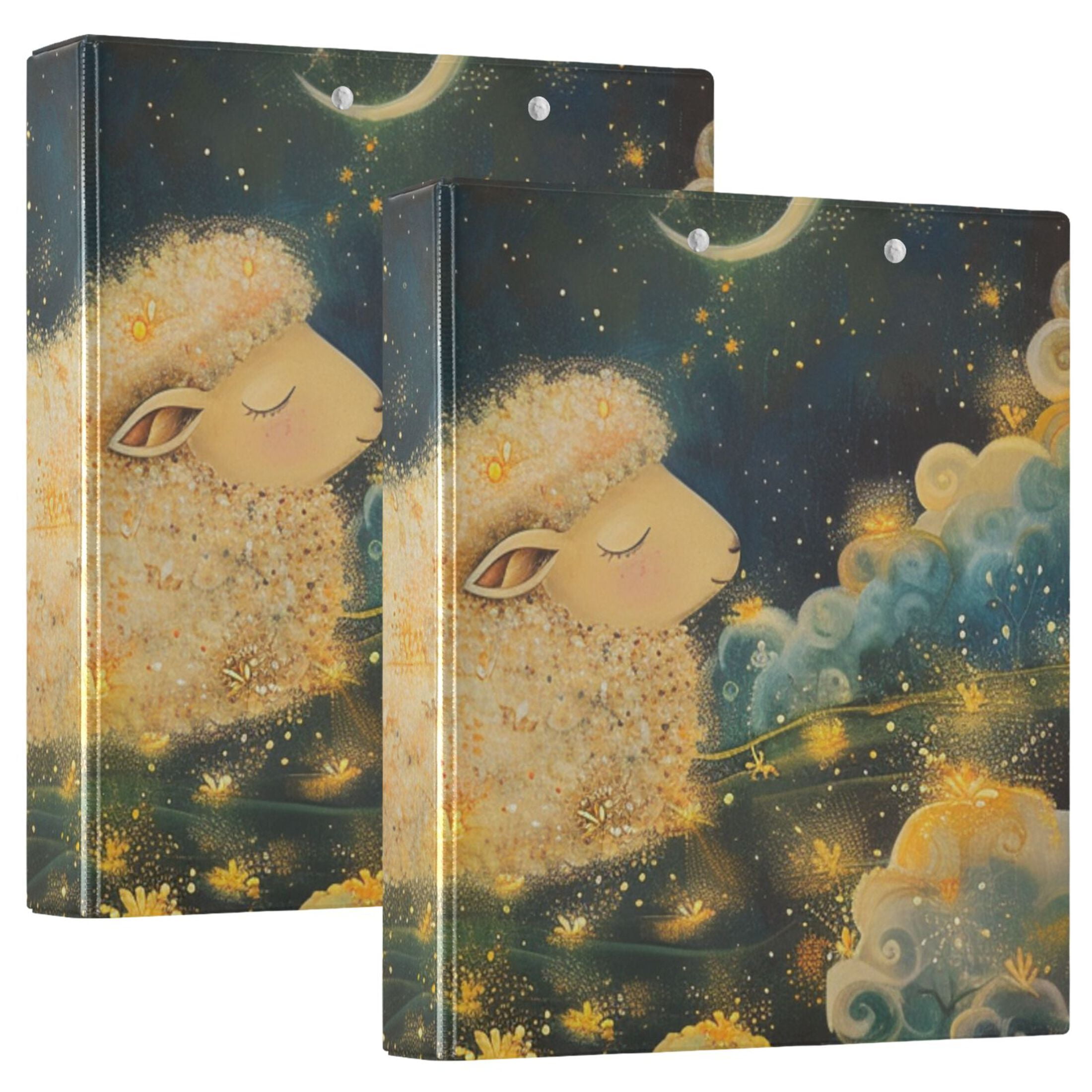 Clouds Stars Sheep Moonlight 3 Ring Binders 1.5 inch Hardcover File ...