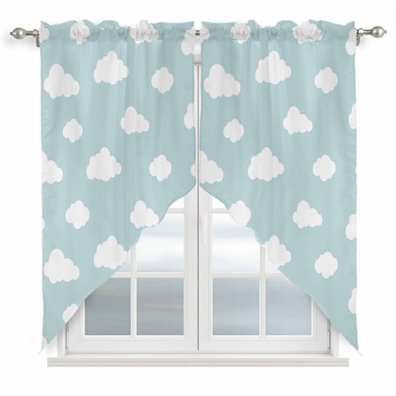 Clouds Swag Curtain Valance for Window 2 Panels Blue Sky Rod Pocket ...