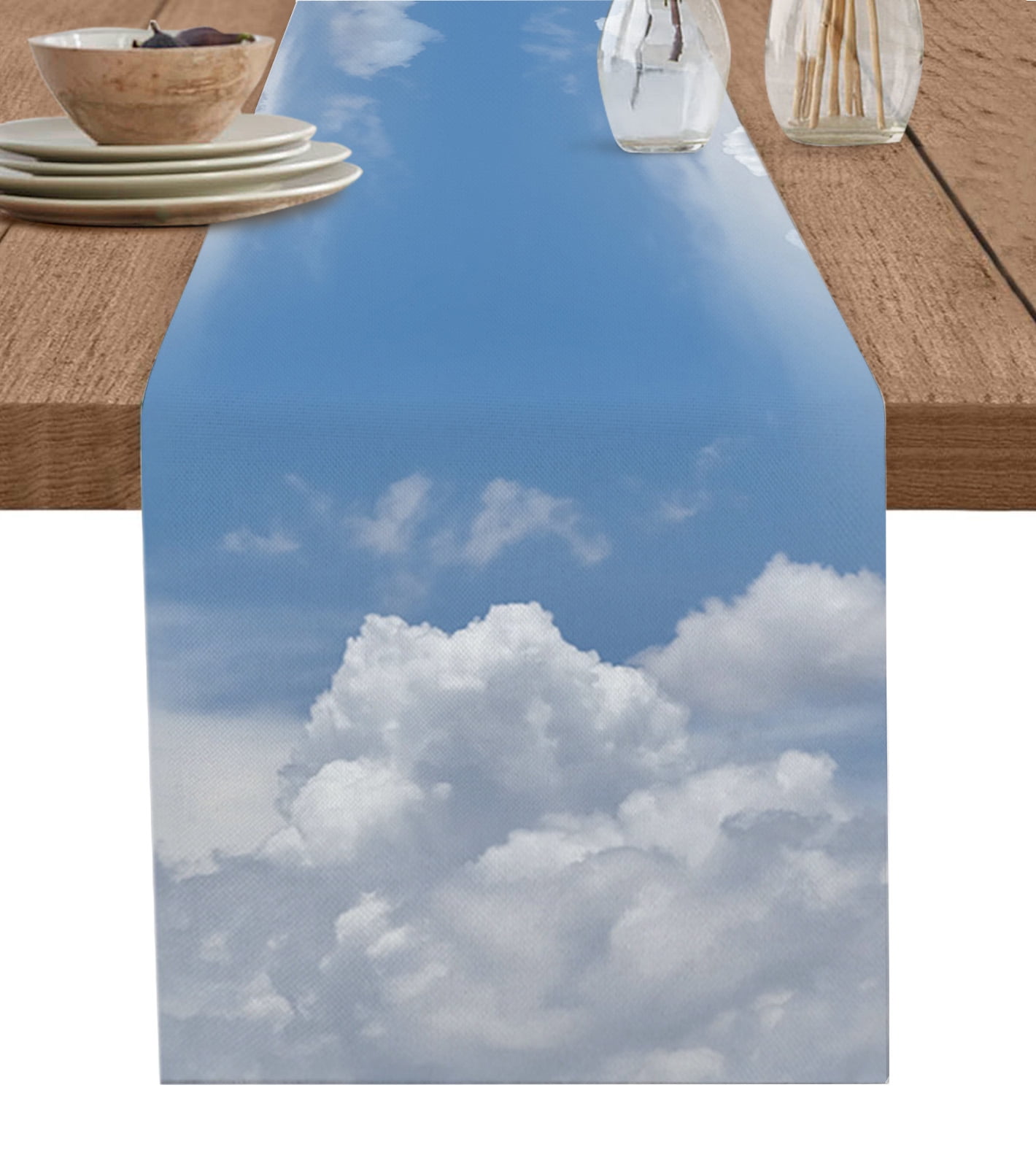 Clouds Table Runner Blue White Sky Natural Landscape Tablerunners 13 x ...