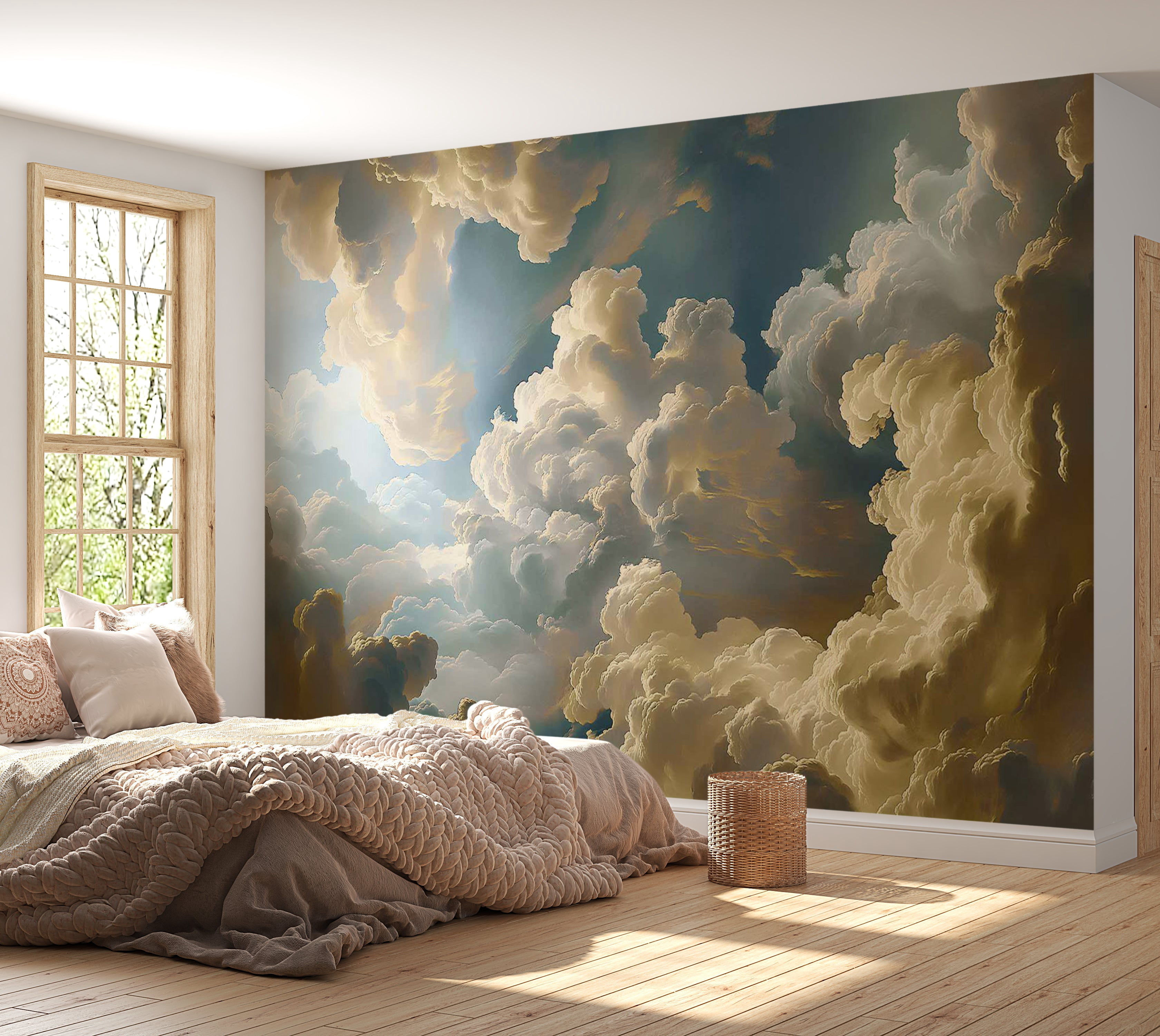 Clouds Wallpaper Wall Mural - Sun and Shadows - Walmart.com