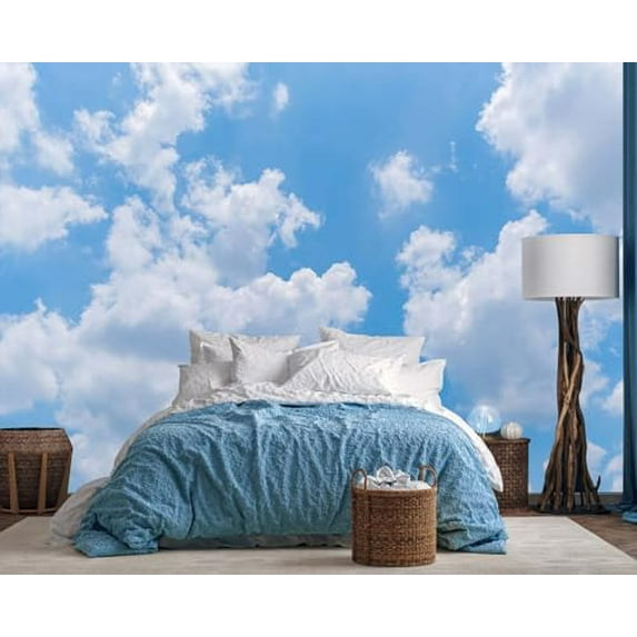 Clouds Wallpaper for Ceiling Blue Sky and White Cloud Wall Mural for ...