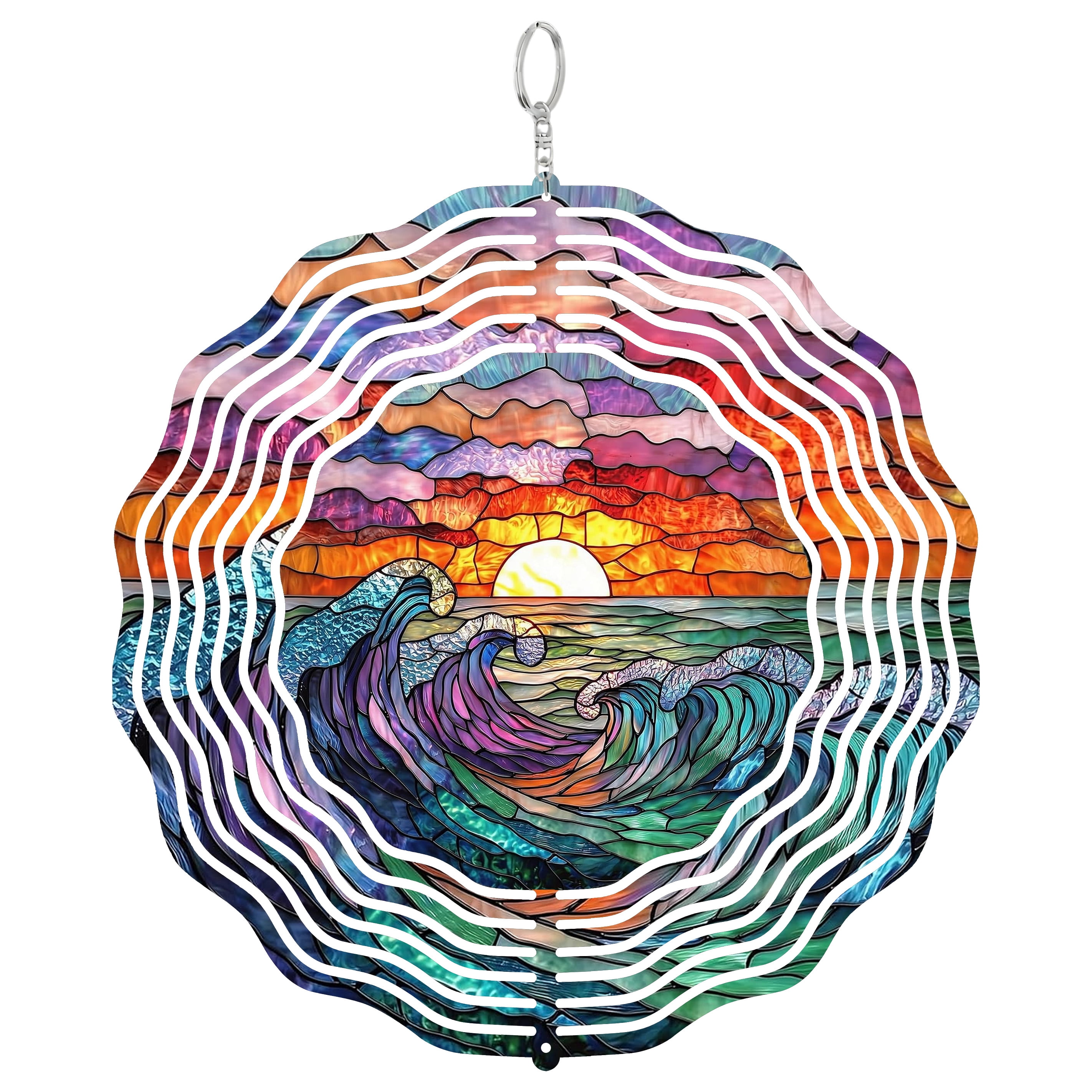 Clouds and Sea Waves Metal Wind Spinner, Kinetic Scenery Panel ...