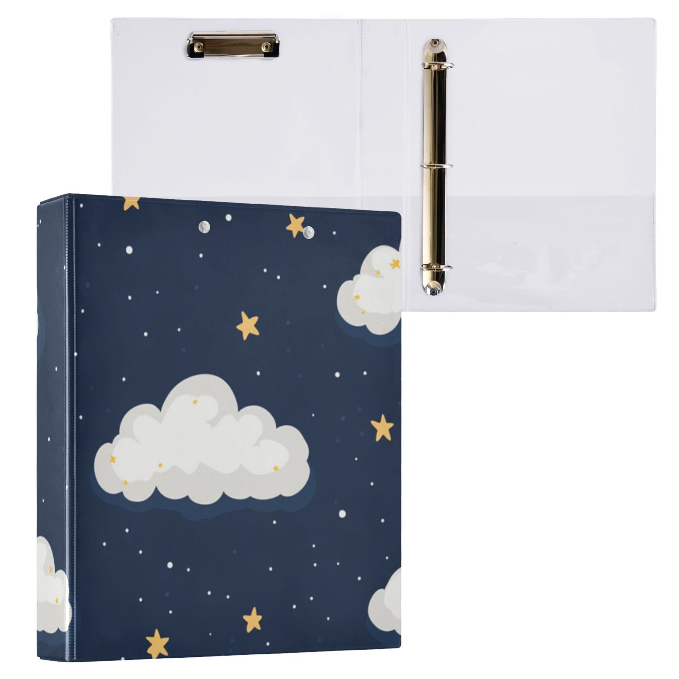 Clouds and Stars 3 Ring Binders 1.5 inch Hardcover File Folders with ...