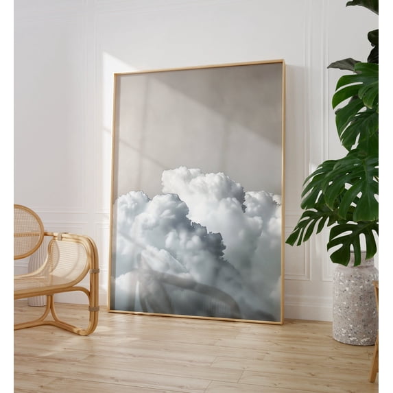 Cloudscape Modern Wall Decor White Cloud Vertical Surreal Sky Art For ...