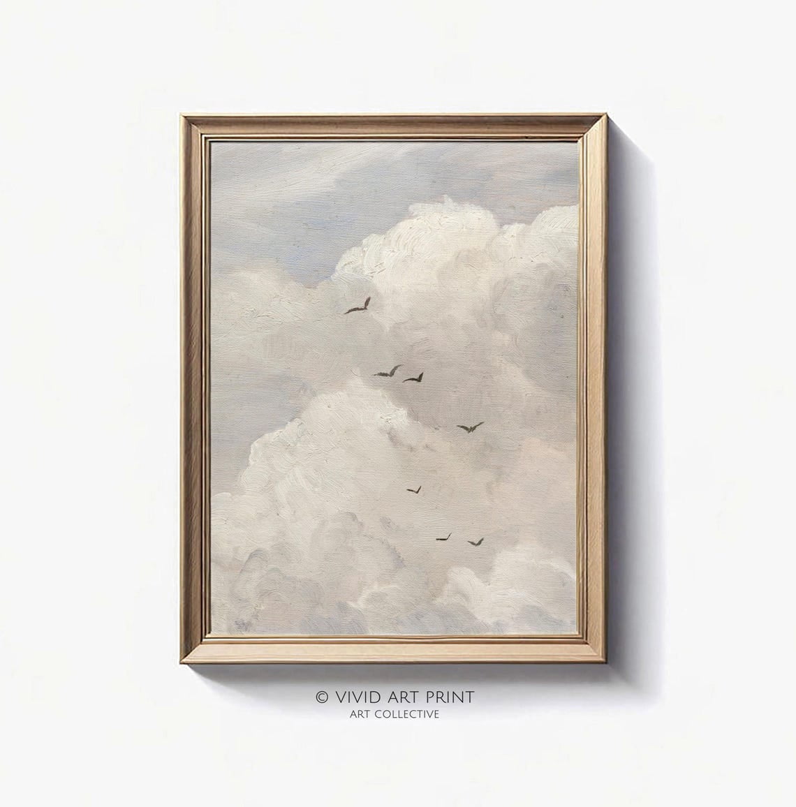 Cloudscape Wall Art, Vintage Birds In Cloud Moody Skyscape Relaxing ...
