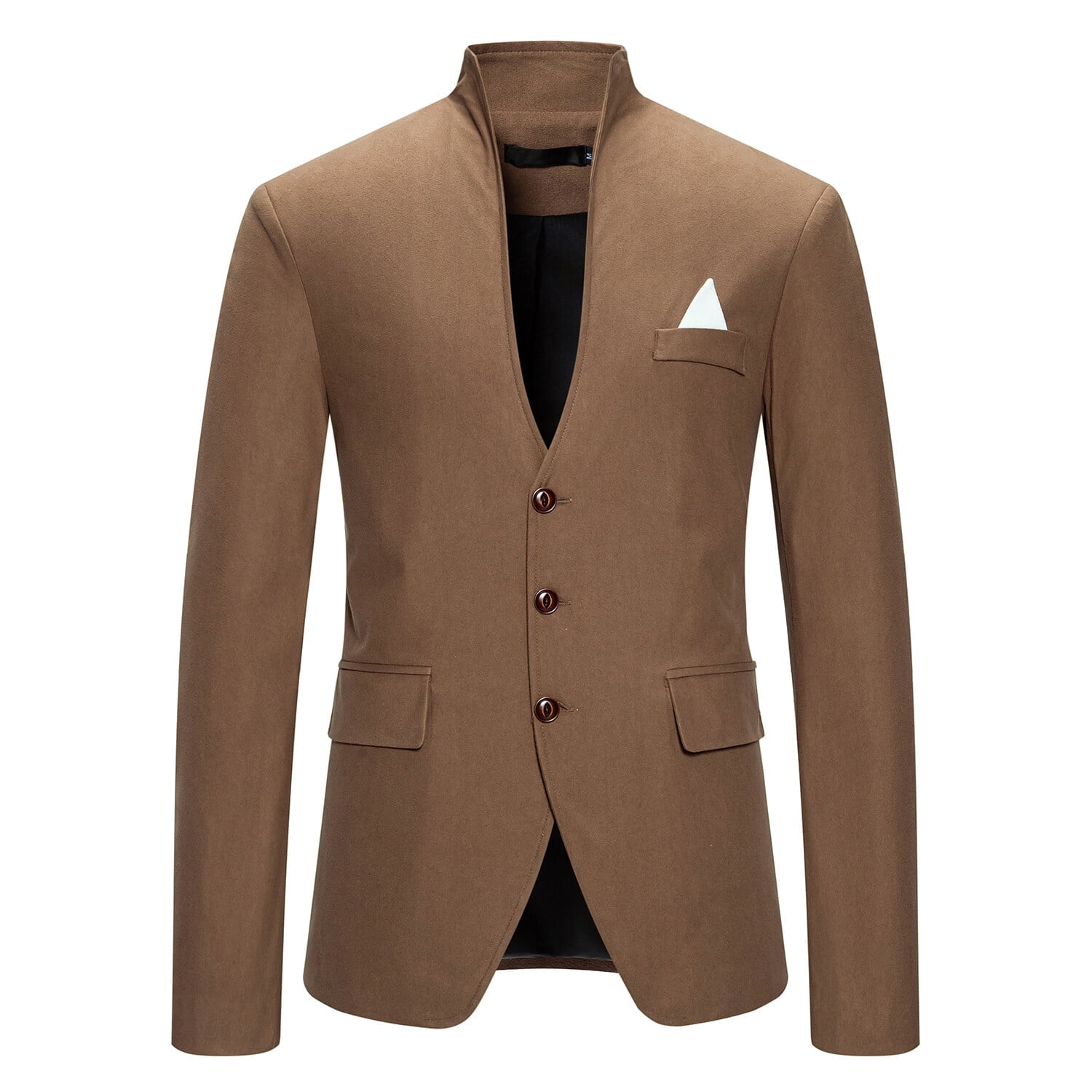 Cloudstyle Men Blazer Stand Collar Single Breasted Solid Color Jacket ...