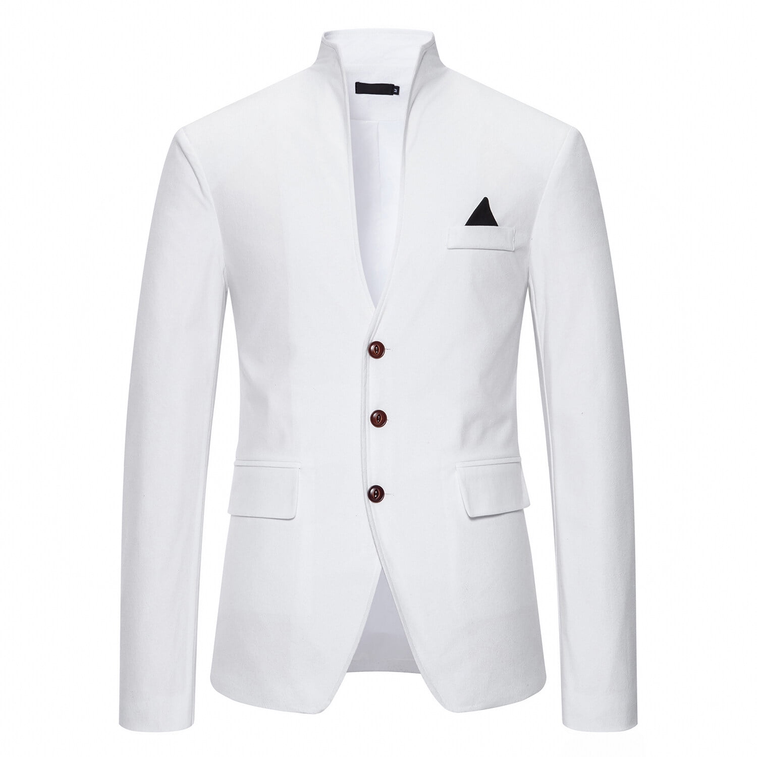Cloudstyle Men Blazer Stand Collar Single Breasted Solid Color Jacket ...
