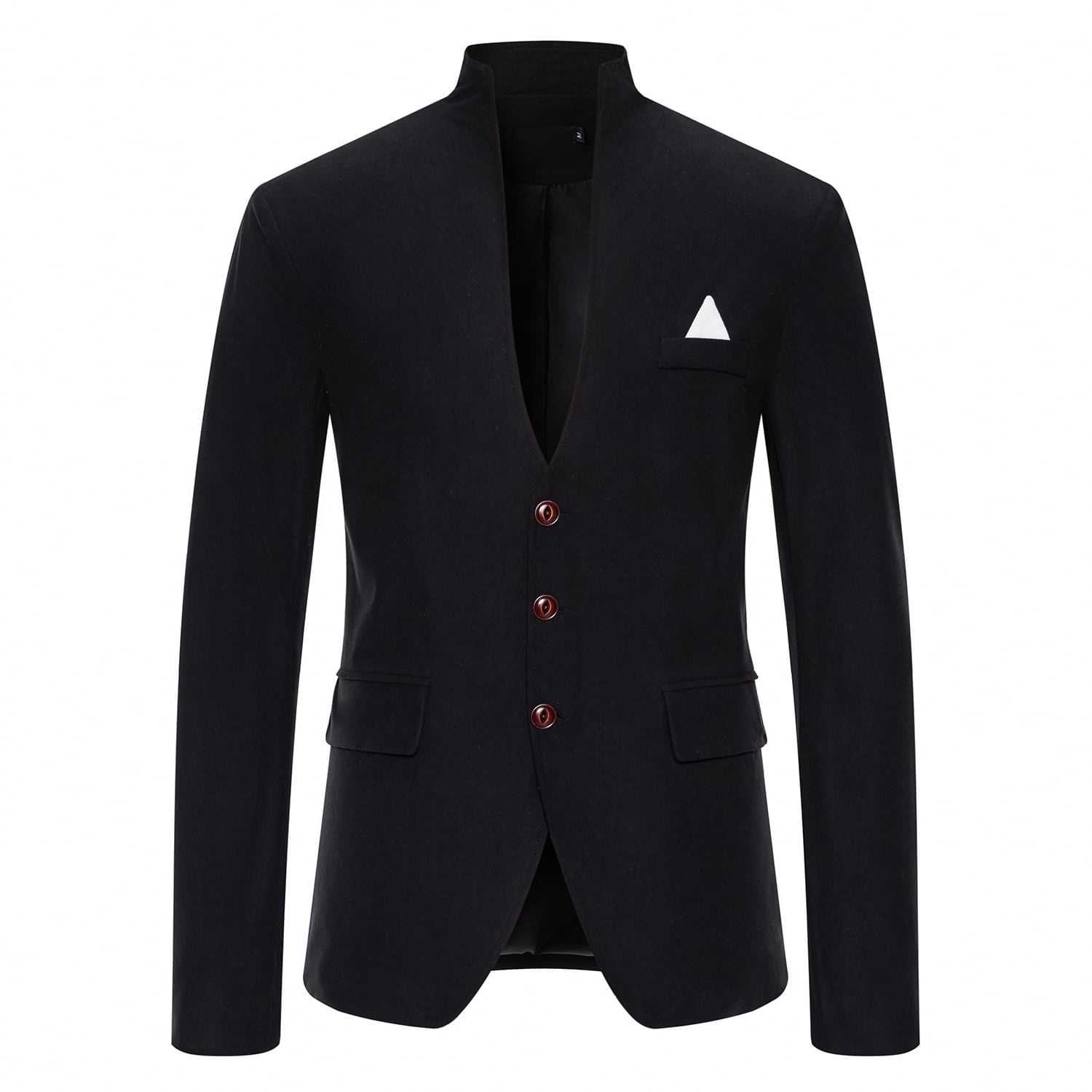 Cloudstyle Men Blazer Stand Collar Single Breasted Solid Color Jacket ...