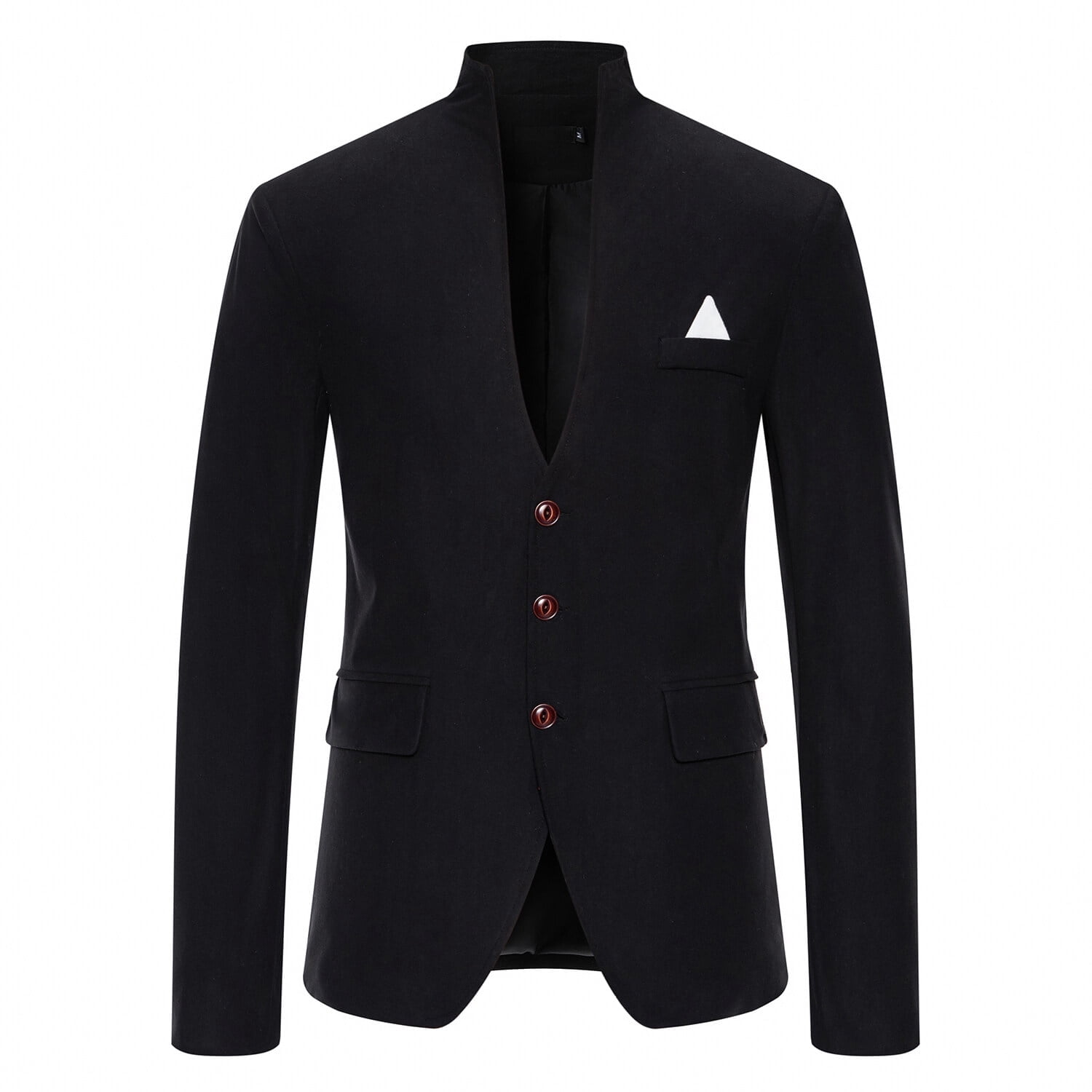 Cloudstyle Men Blazer Stand Collar Single Breasted Solid Color Jacket ...