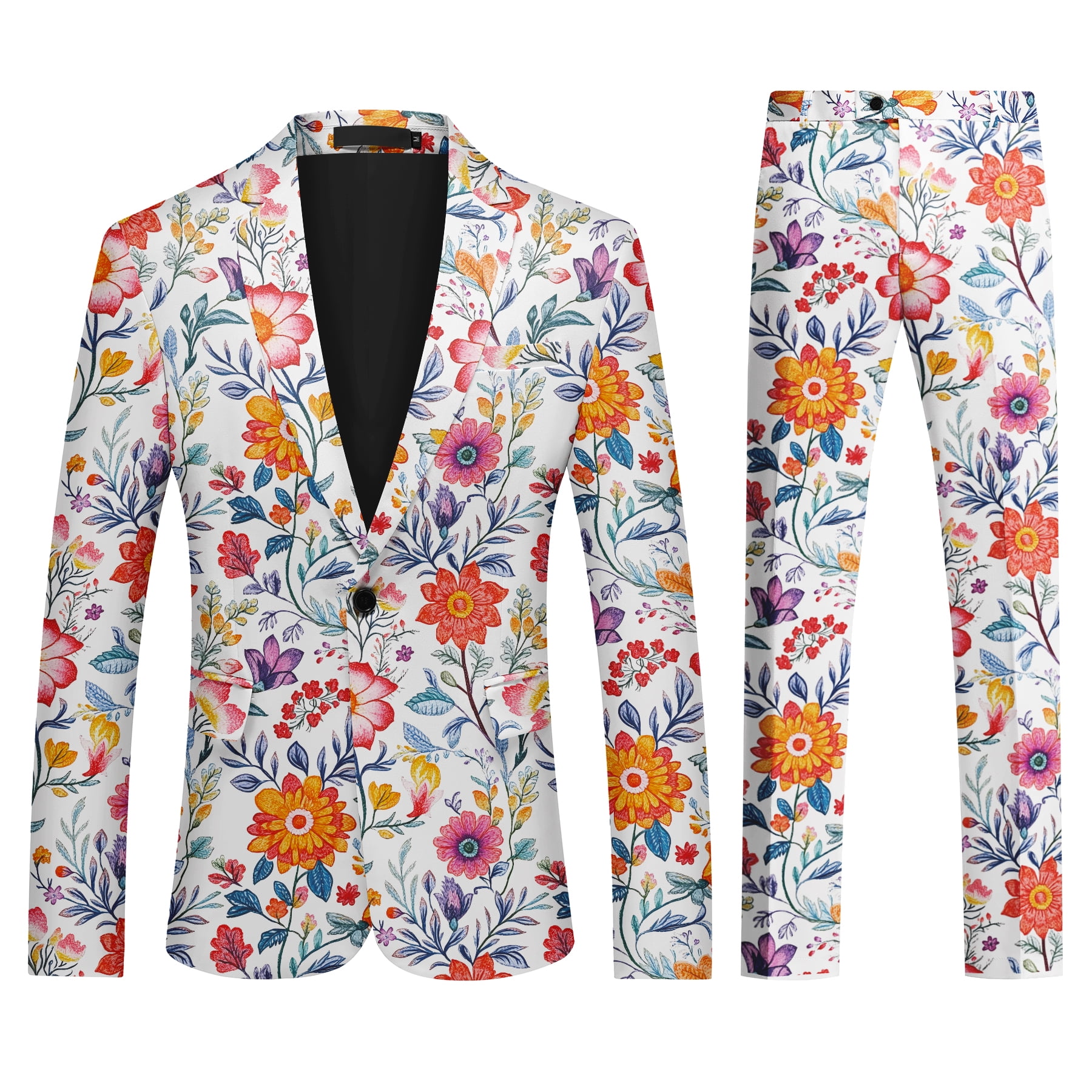 Cloudstyle Men's Floral Print Single-Breasted Suit Set - Walmart.com