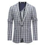 Cloudstyle Men's Lightweight Checkered Blazer - Notch Lapel Single ...