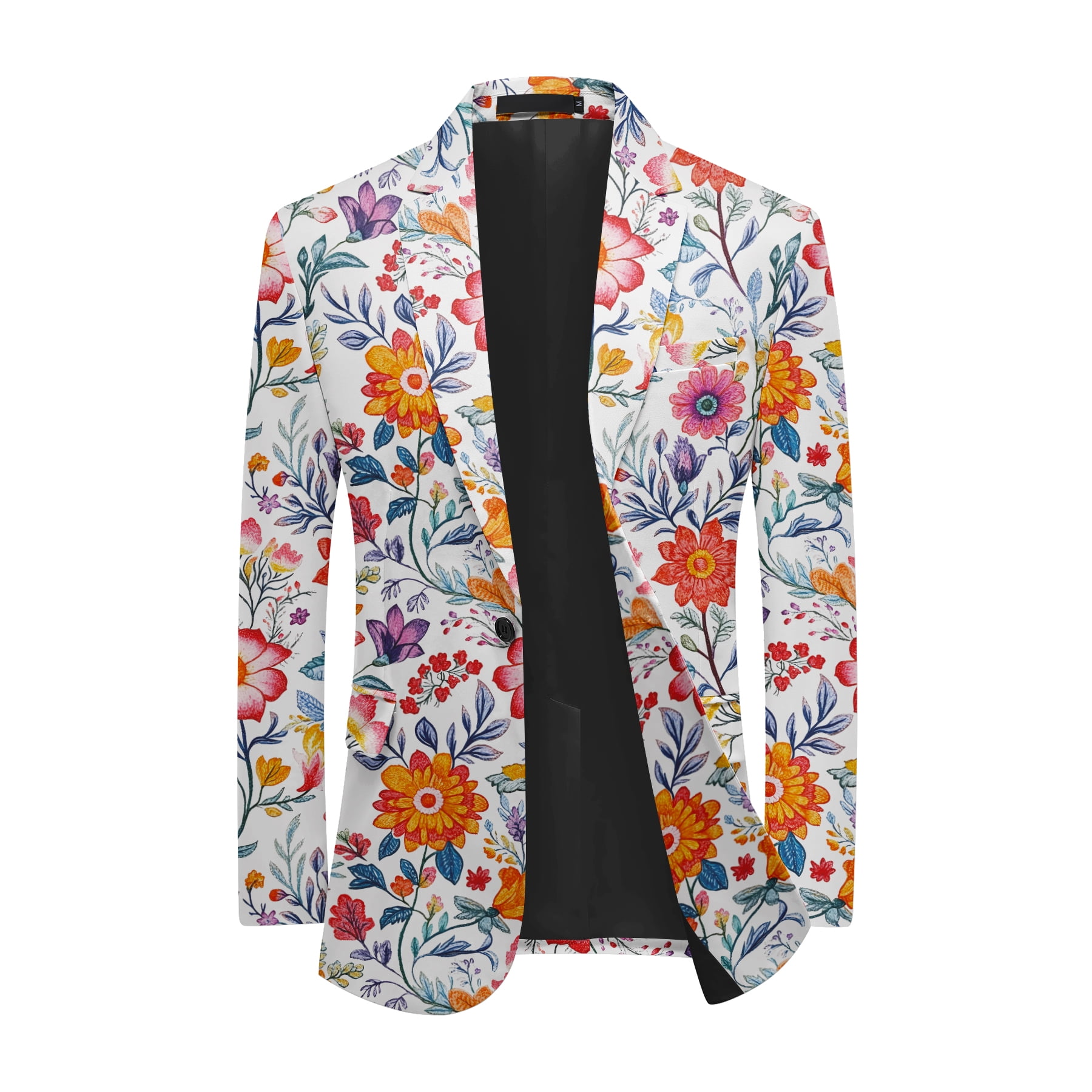Cloudstyle Men's Printed Notch Lapel Single-Breasted Blazer ...