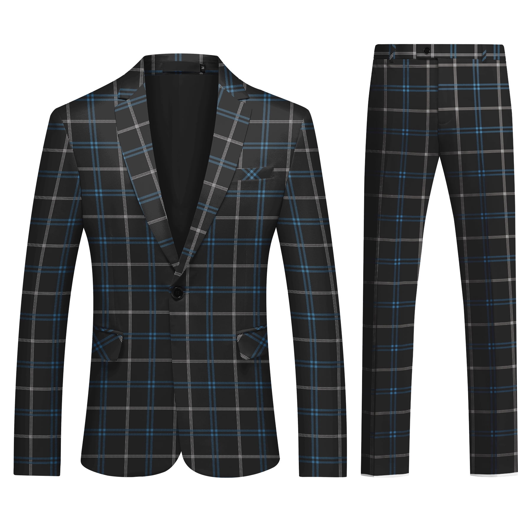 Cloudstyle Men's Printed Notched Lapel Suit Set (Blazer + Pants ...