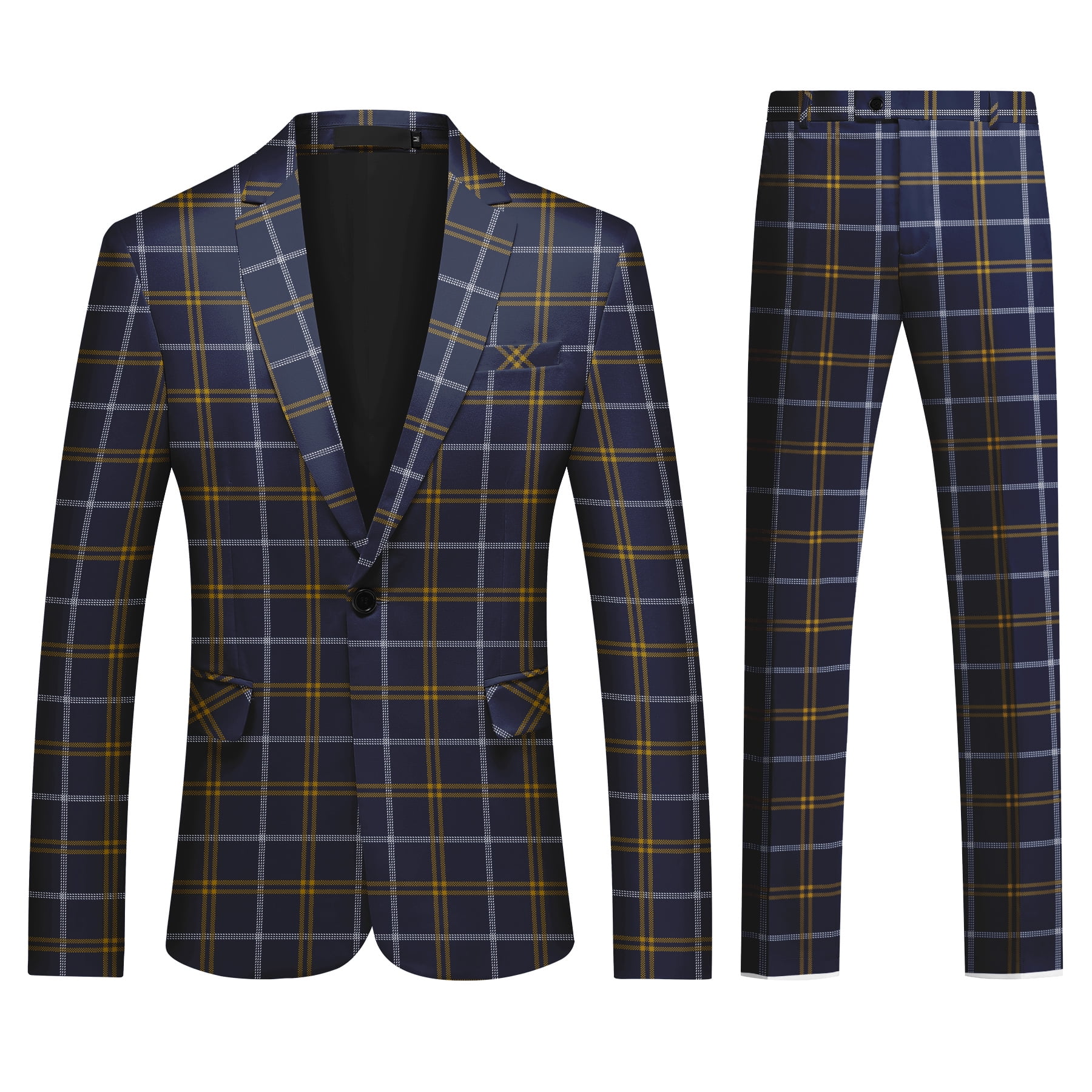 Cloudstyle Men's Printed Notched Lapel Suit Set (Blazer + Pants ...