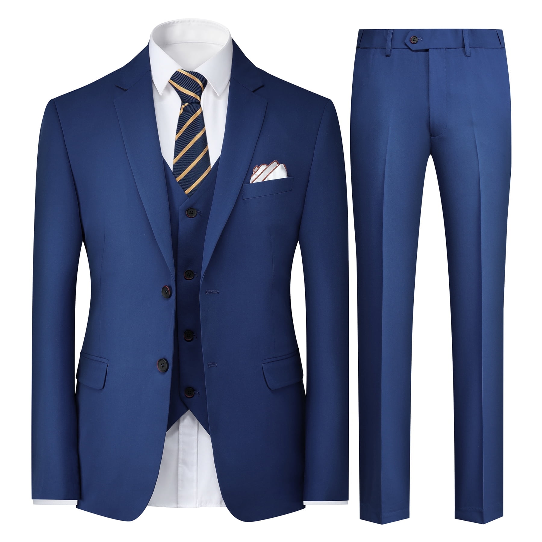 Cloudstyle Men's Relaxed Fit 3-Piece Notched Lapel Suit Set, Single ...
