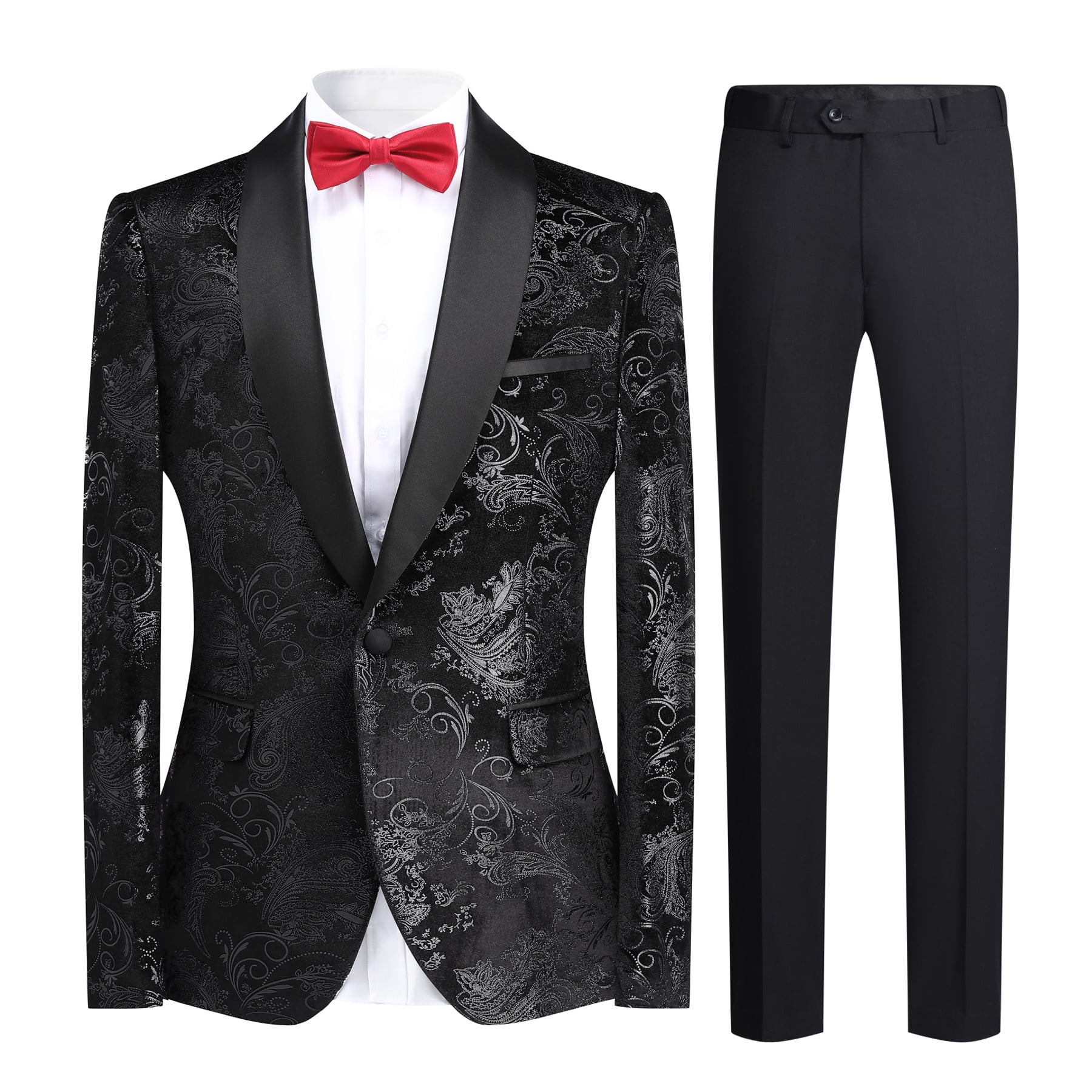 Cloudstyle Men's Shawl Collar Single-Breasted Suit Set (Jacket + Pants ...