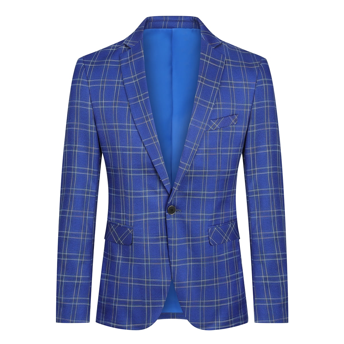 Cloudstyle Men's Slim Fit Checkered Single-Breasted Blazer, 1-Button ...