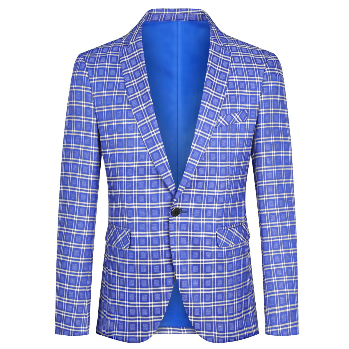 Cloudstyle Men's Slim Fit Smart Casual Plaid Single-Breasted One-Button ...