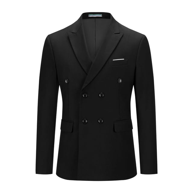 Cloudstyle Men's Solid Color Double-breasted Business Blazer - Walmart.com