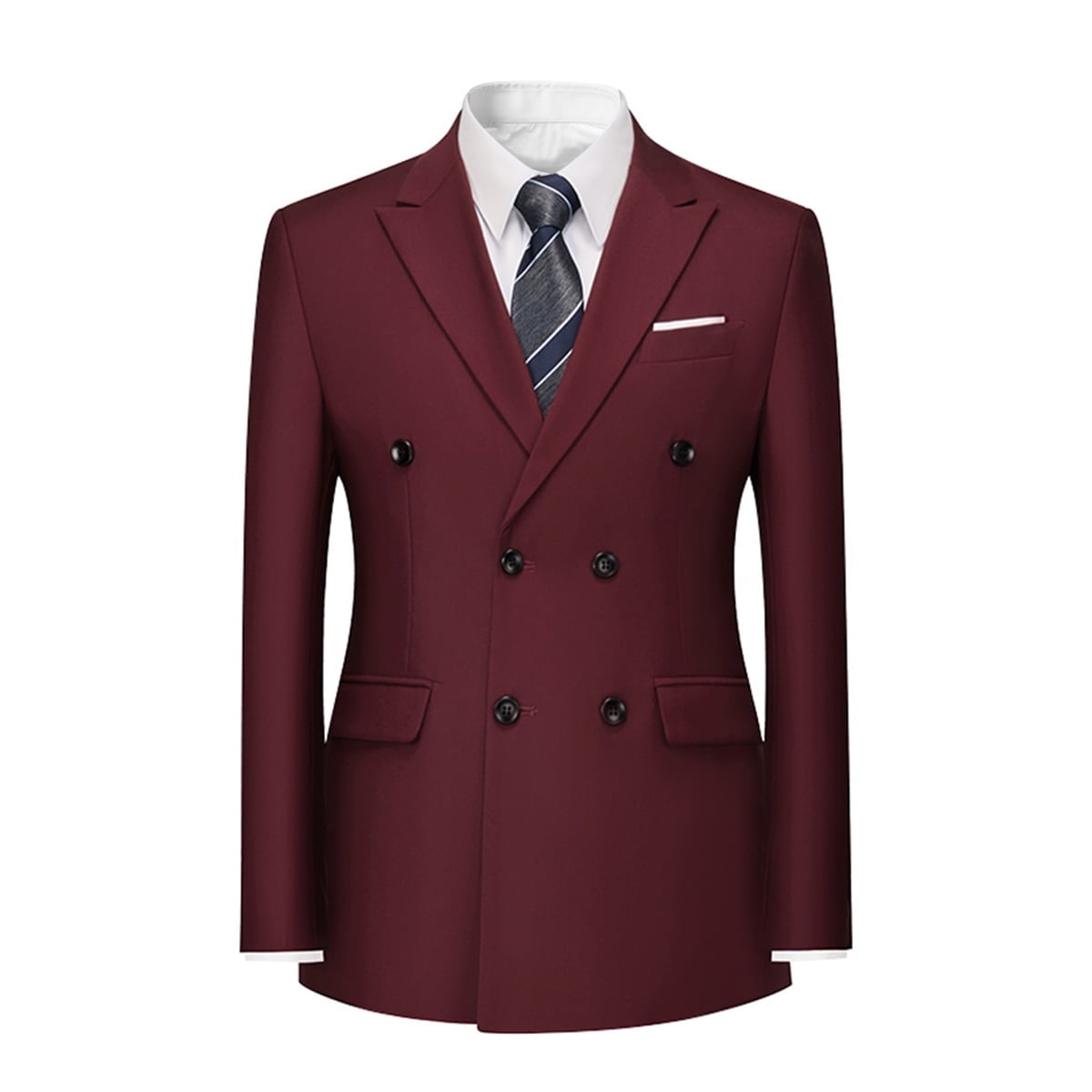 Cloudstyle Men's Solid Color Double-breasted Business Blazer - Walmart.com