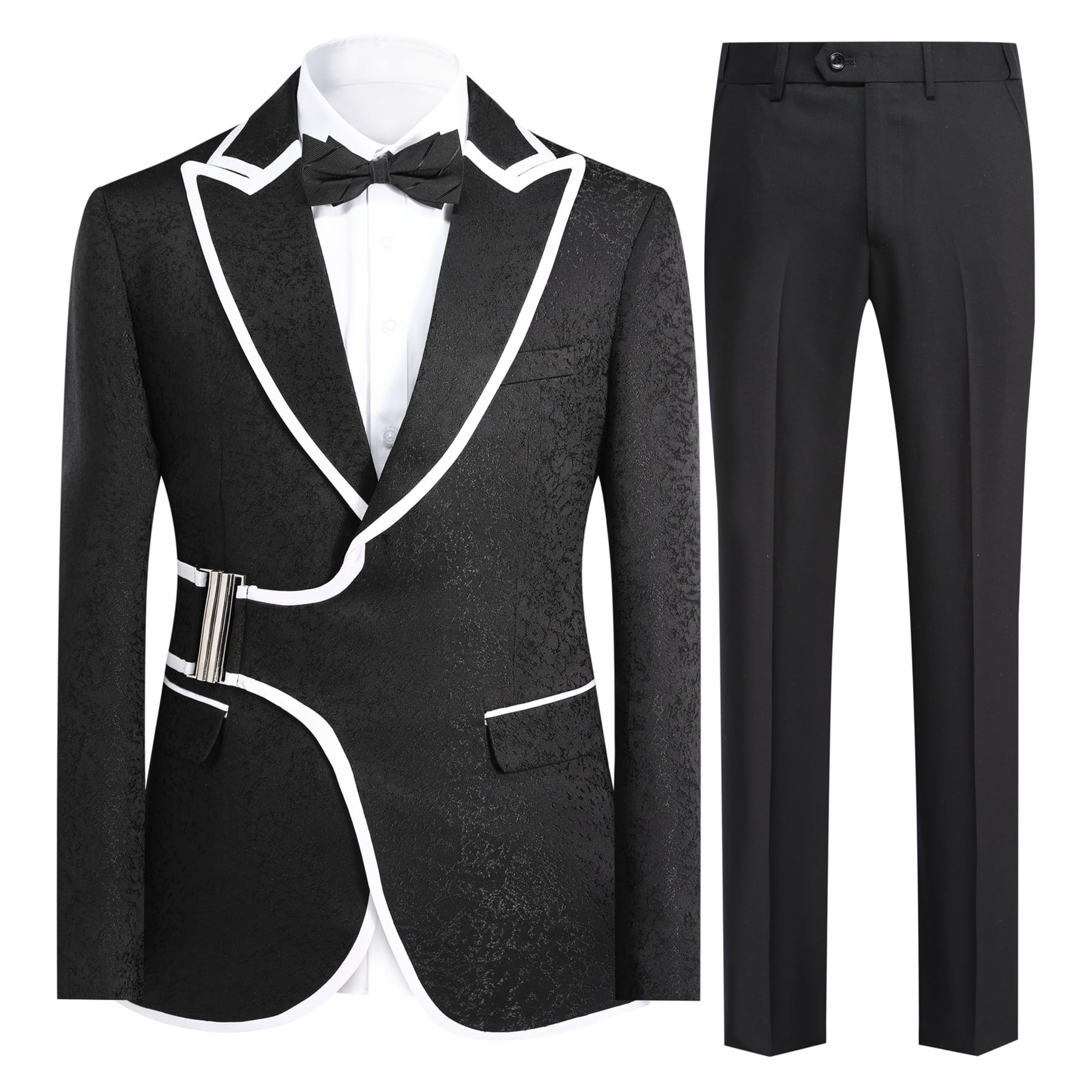 Cloudstyle Men's Solid Color Notch Lapel Double Vent Suit Set - Walmart.com