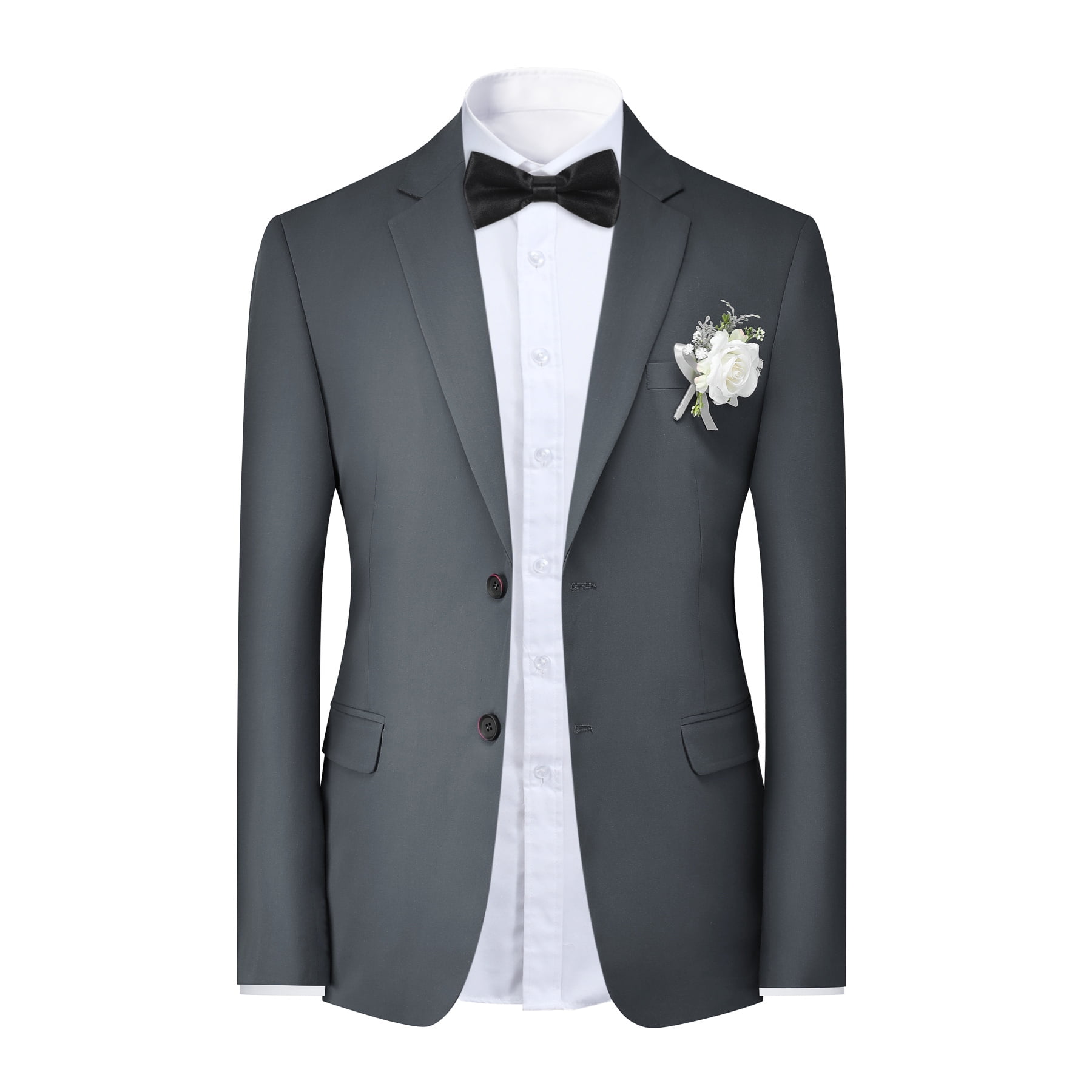 Cloudstyle Men's Solid Color Single-Breasted Split Back Suit with Tie ...