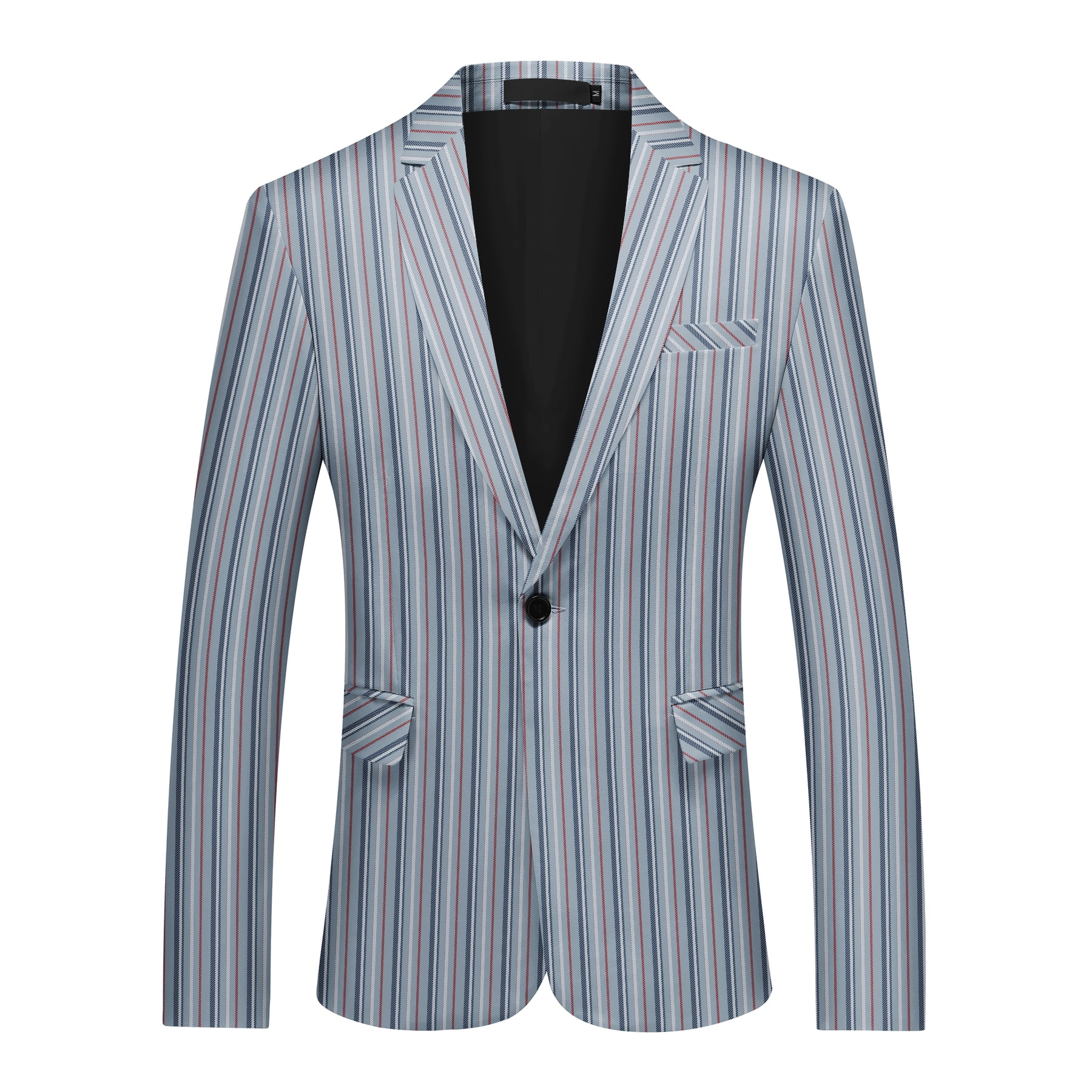 Cloudstyle Men's Striped Notched Lapel Single-Breasted Blazer, 1-Button ...