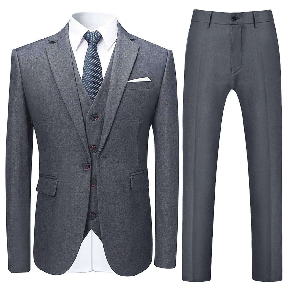 Cloudstyle Mens 3 Piece Suit Set Blazer Tux Vest Suit Pants Jacket ...