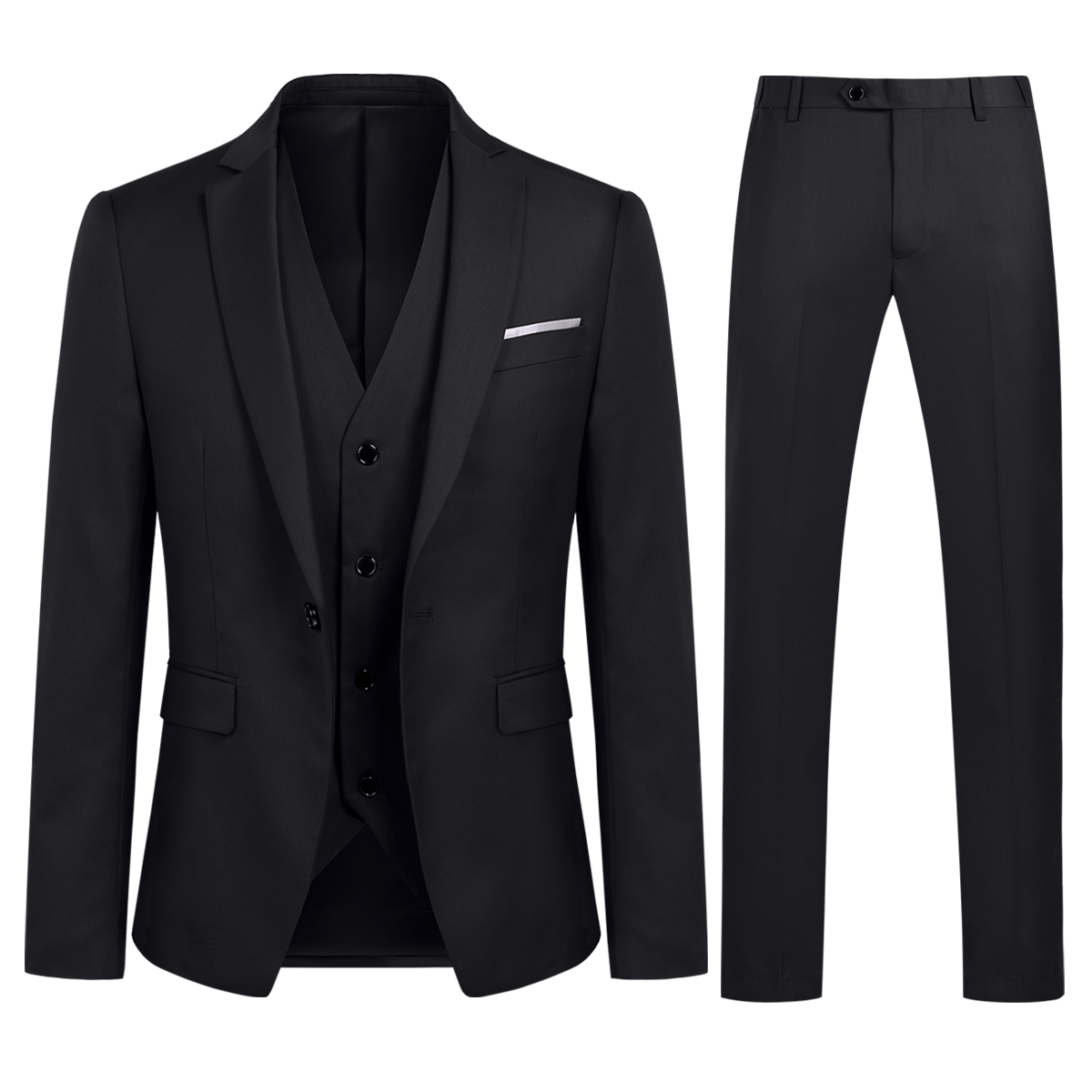 Cloudstyle Mens Suit Solid Color Formal Business 3-Piece Suit Slim Fit ...