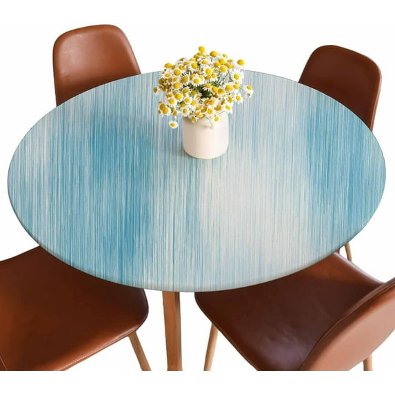 Cloudy Blue Round Table Cloth Cover White Line Foggy Blur Cloudy ...