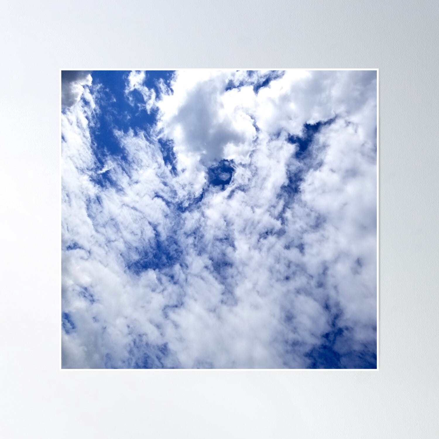 Cloudy Blue Sky Poster Wall Art, Modern Wall Decor, 16x16 UNFRAMED ...