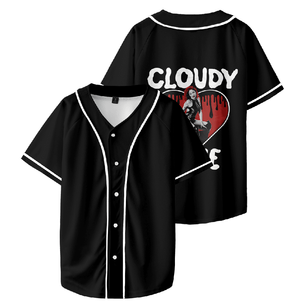Cloudy June Heart Jersey Button Down Shirts Short Sleeve Hip Hop Sports ...