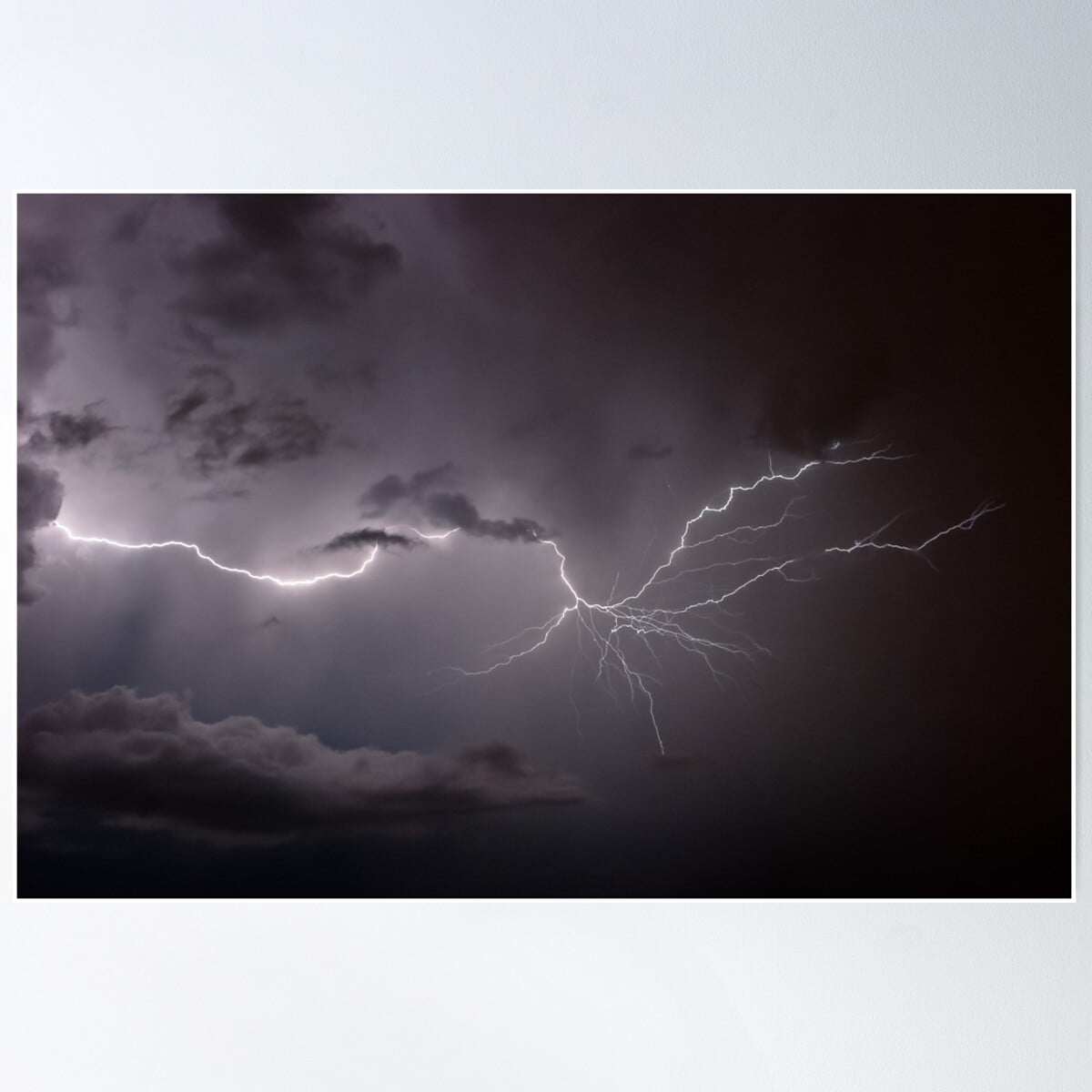 Cloudy Lightning Poster Wall Art, Modern Wall Decor For Living Room ...